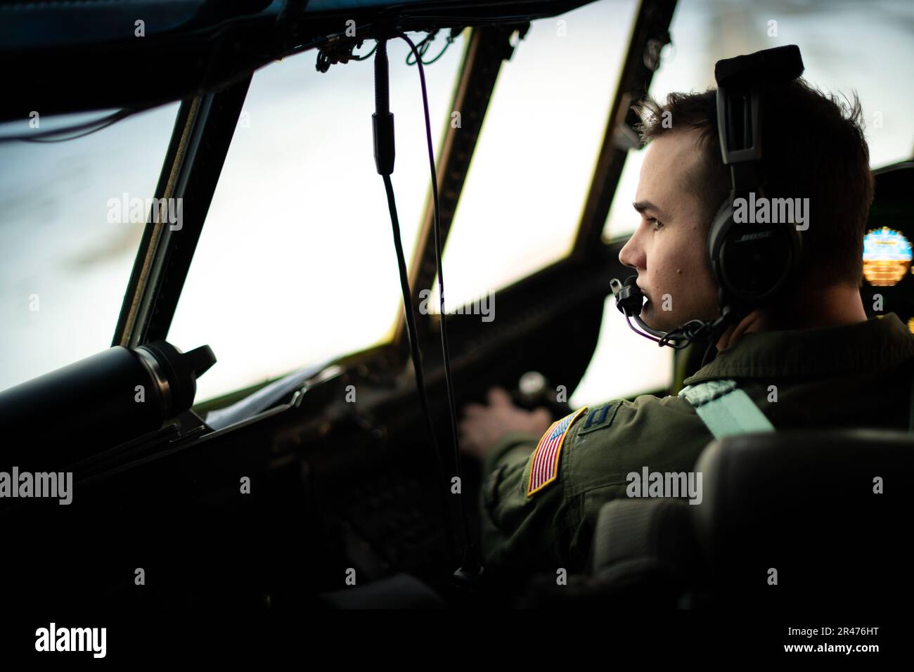 U.S. Air Force Captain Mitchell Hoke, an aviator with the 187th Airlift Squadron, prepares for ...