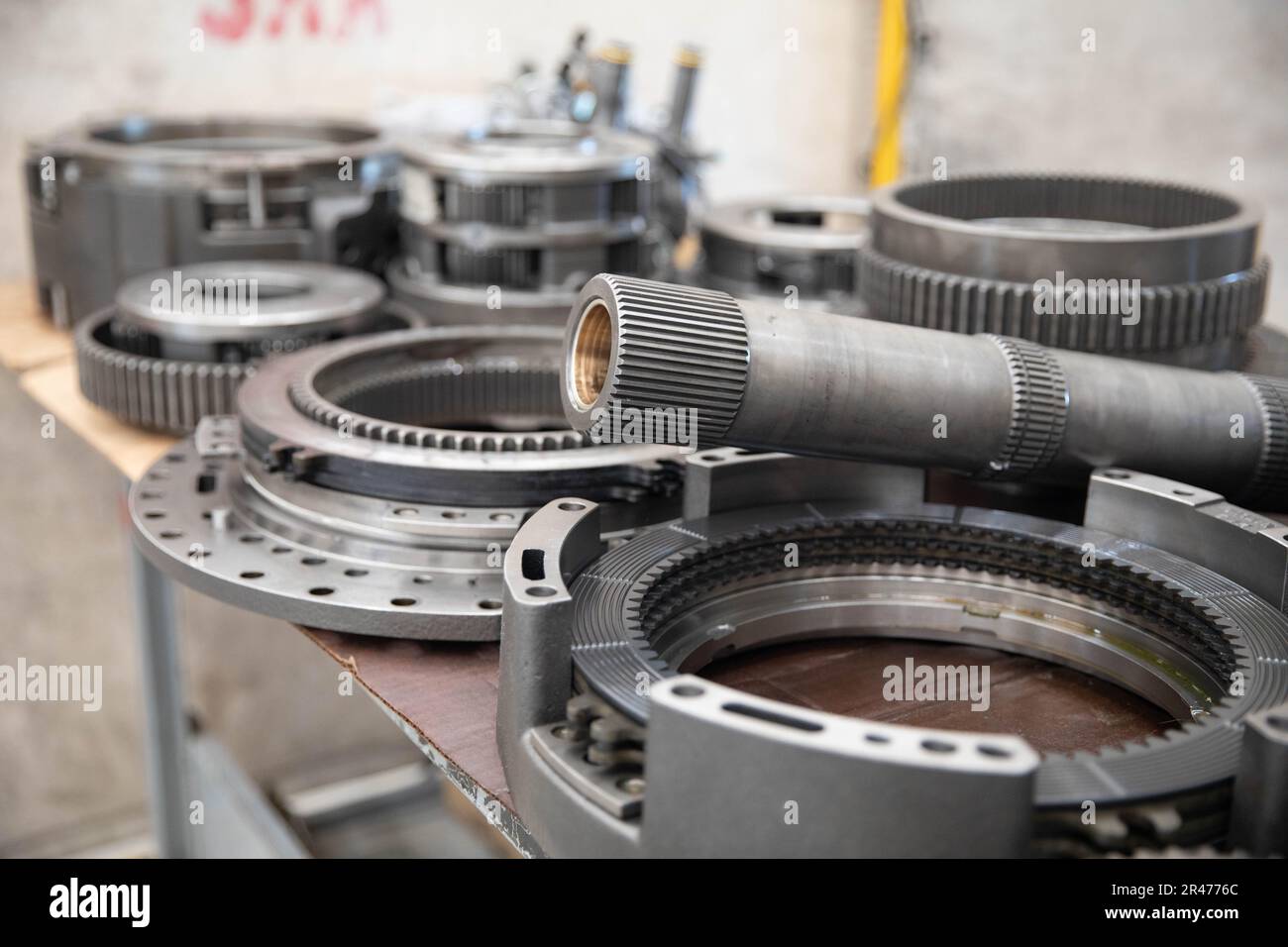 Transmission parts are placed as a static display during the multi ...