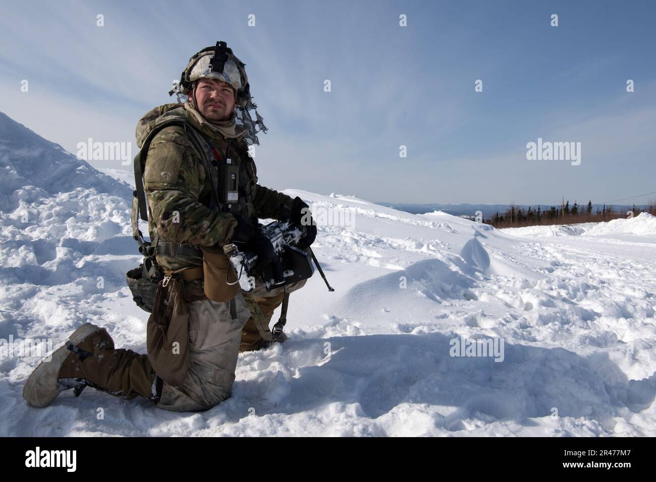 A U.S. Army infantryman with Bayonet Company, 1st Battalion, 5th Infantry Regiment, 1st Brigade ...