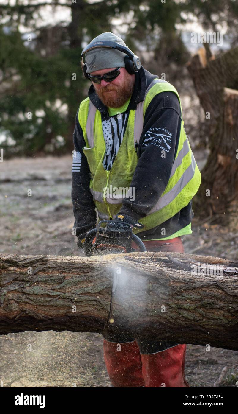 Gary Jones, 88th Civil Engineer Group maintenance worker, uses a ...
