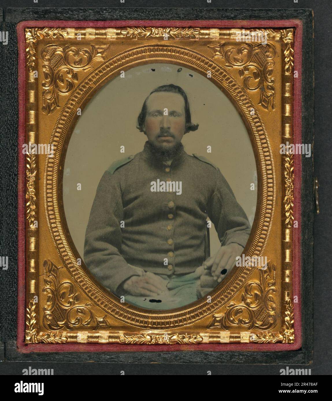 Unidentified soldier in Confederate shell jacket Stock Photo - Alamy