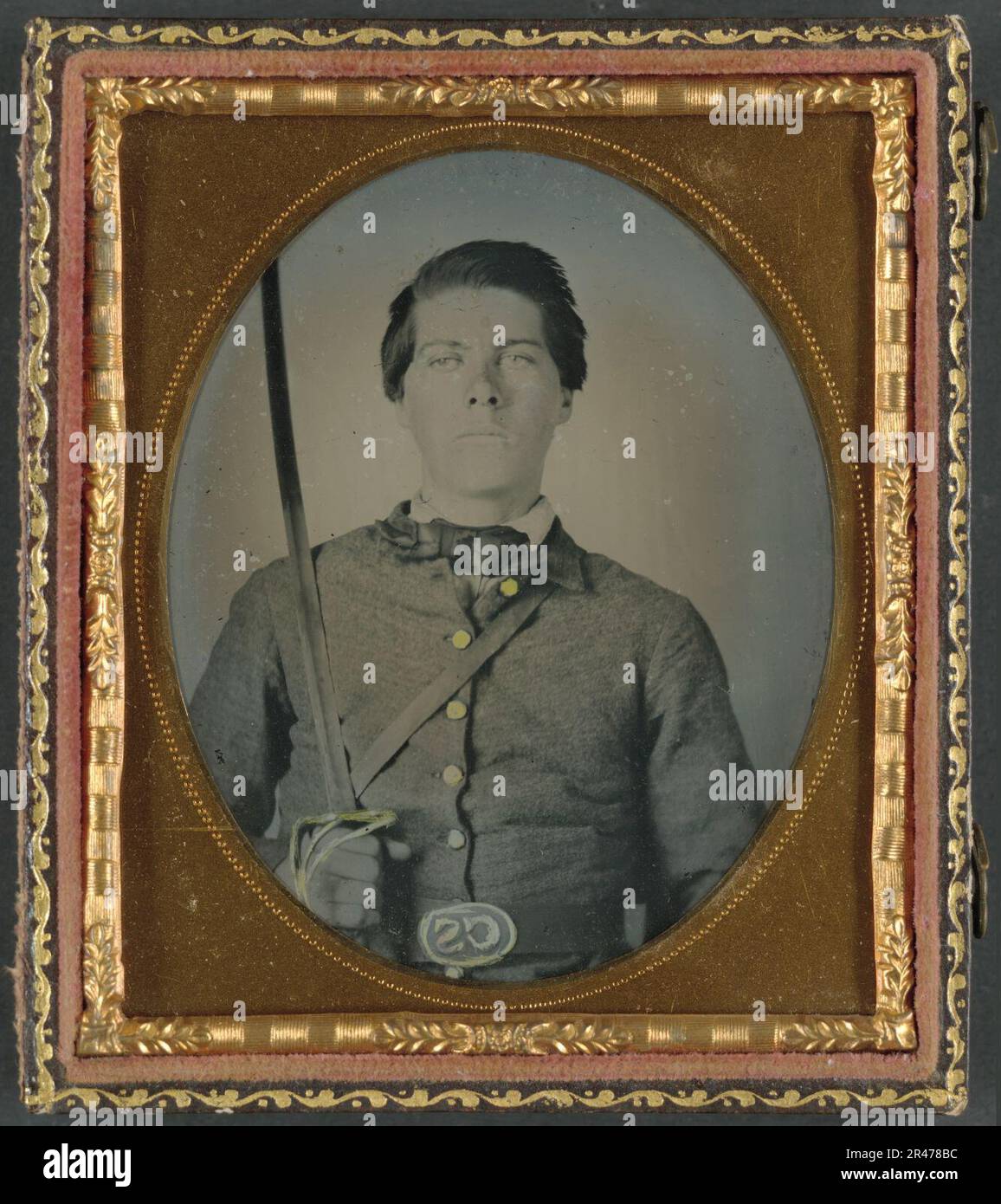 Unidentified soldier in Confederate uniform and CS belt plate with ...