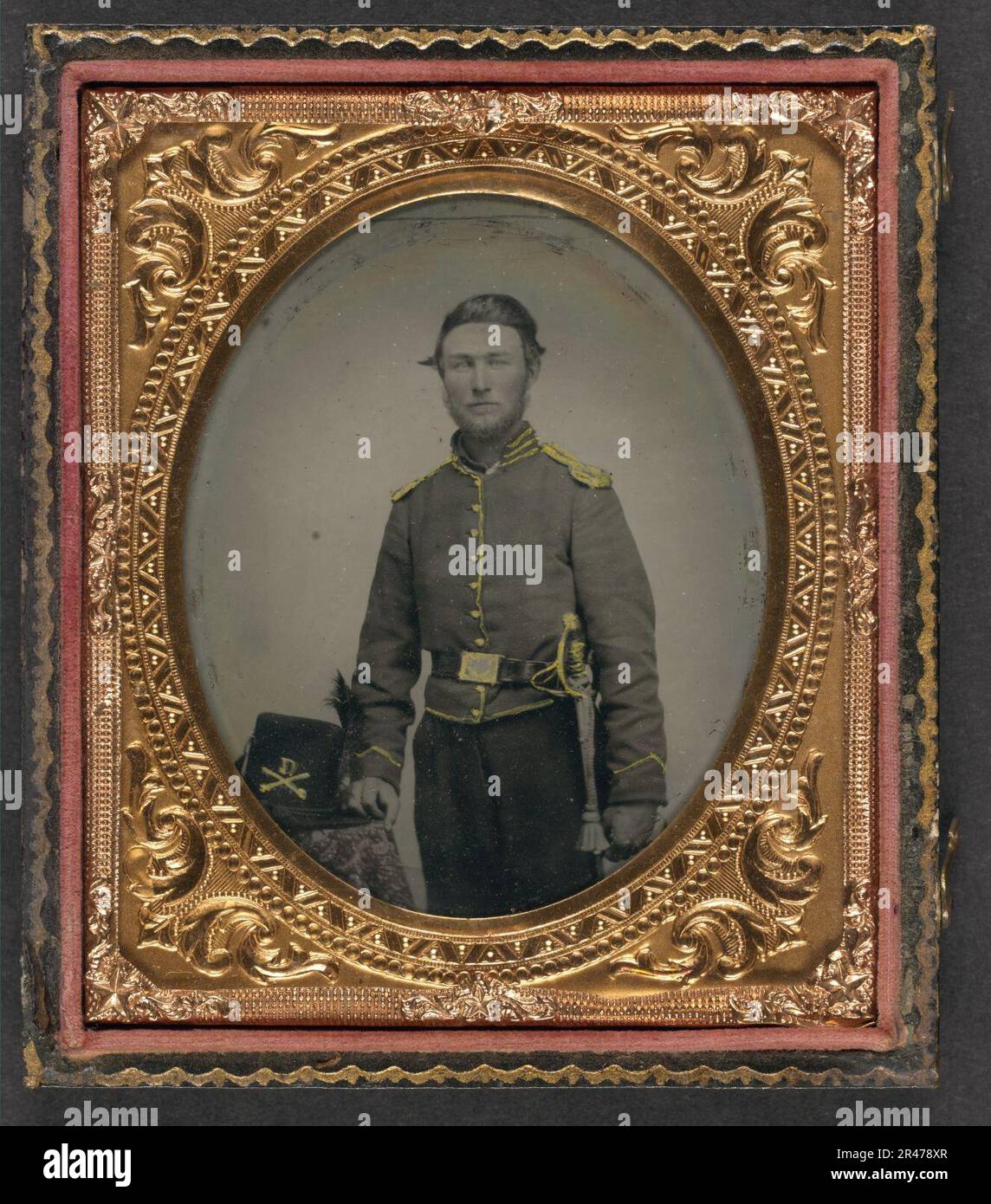 Unidentified soldier in Union cavalry uniform with cavalry saber next ...
