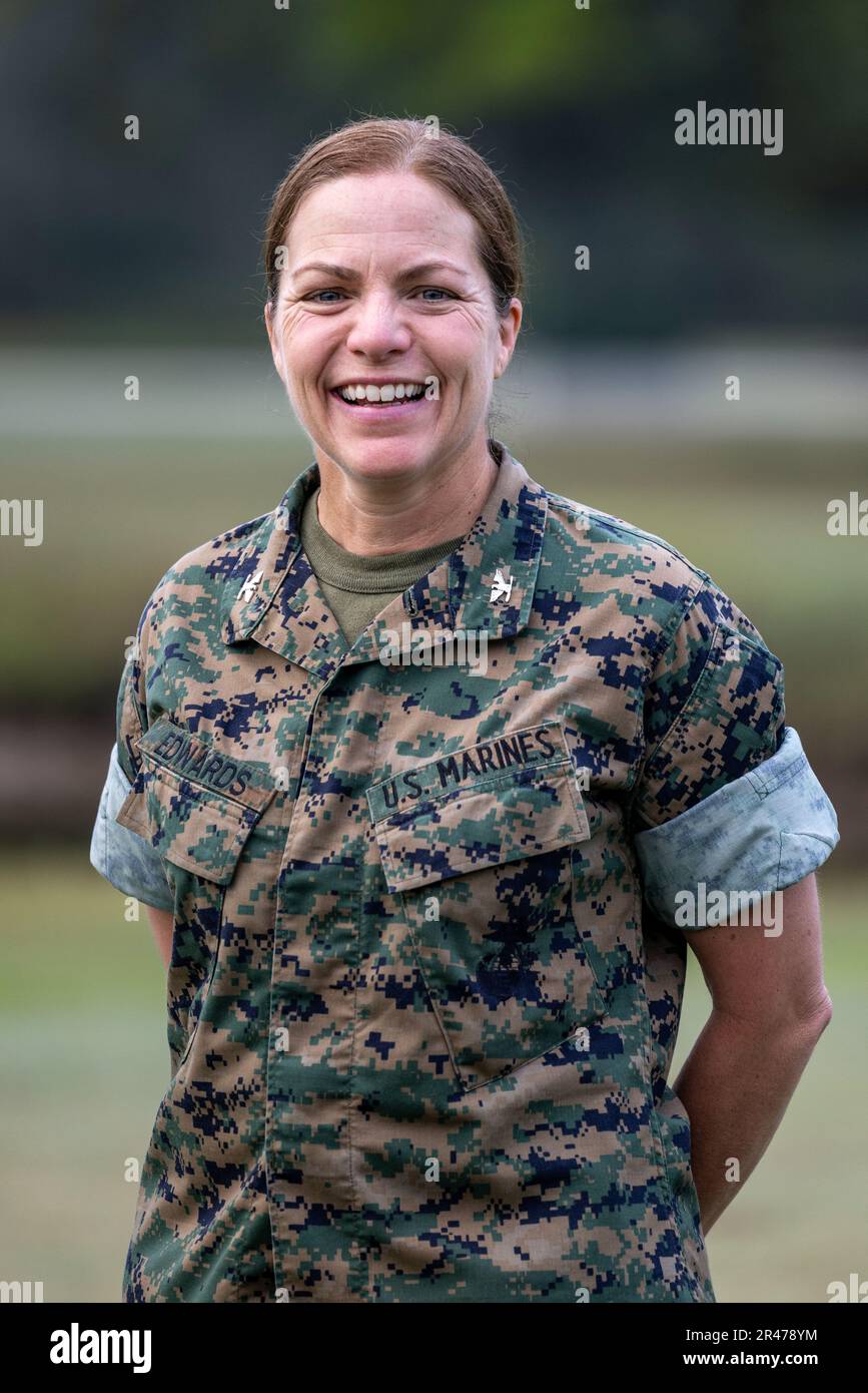 U.S. Marine Corps Col. Lauren Edwards, commanding officer of Combat ...