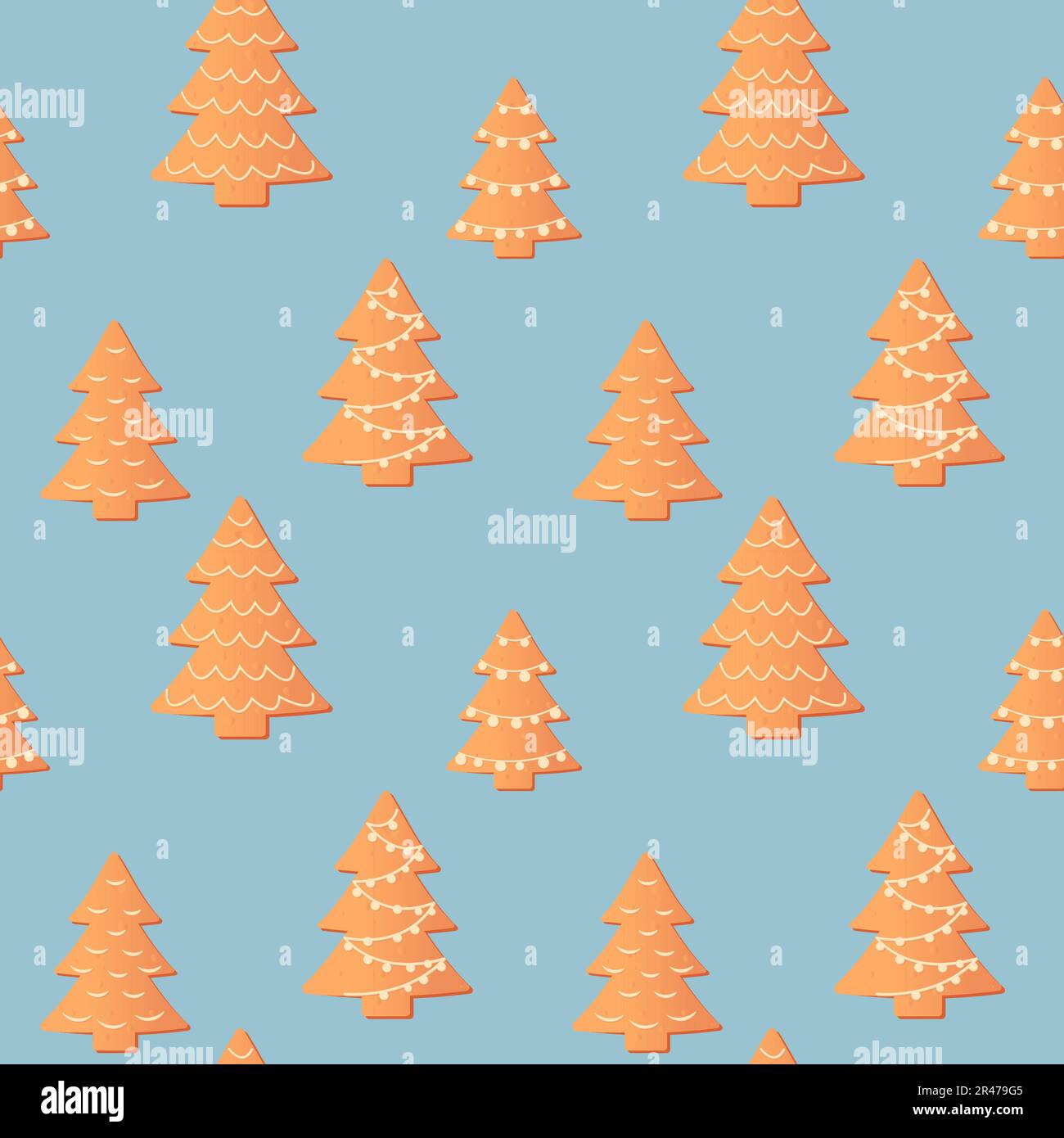 Christmas gingerbread trees pattern for fabric, linen, textiles and ...