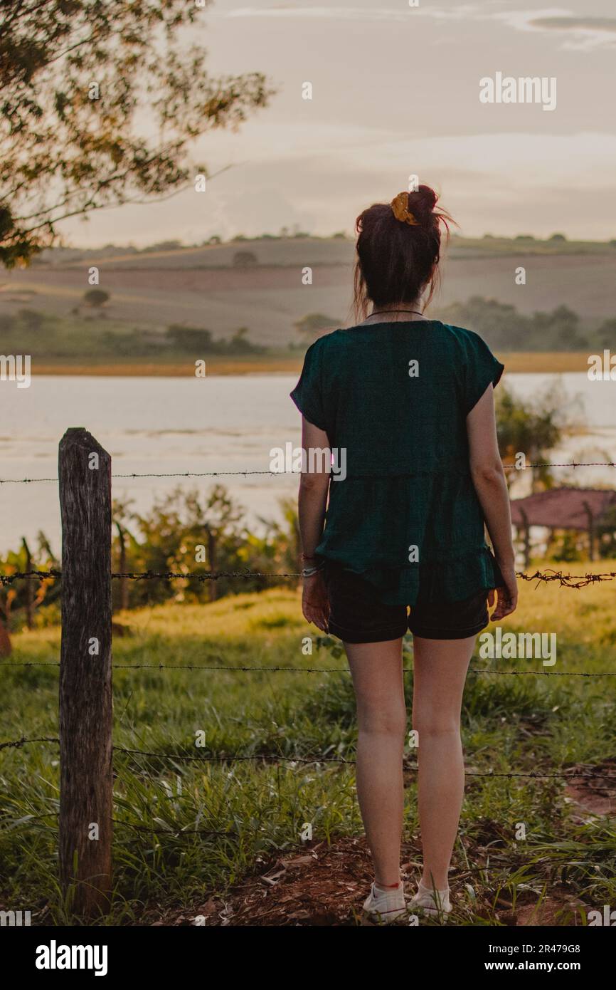 Back view young traveler hi-res stock photography and images - Alamy