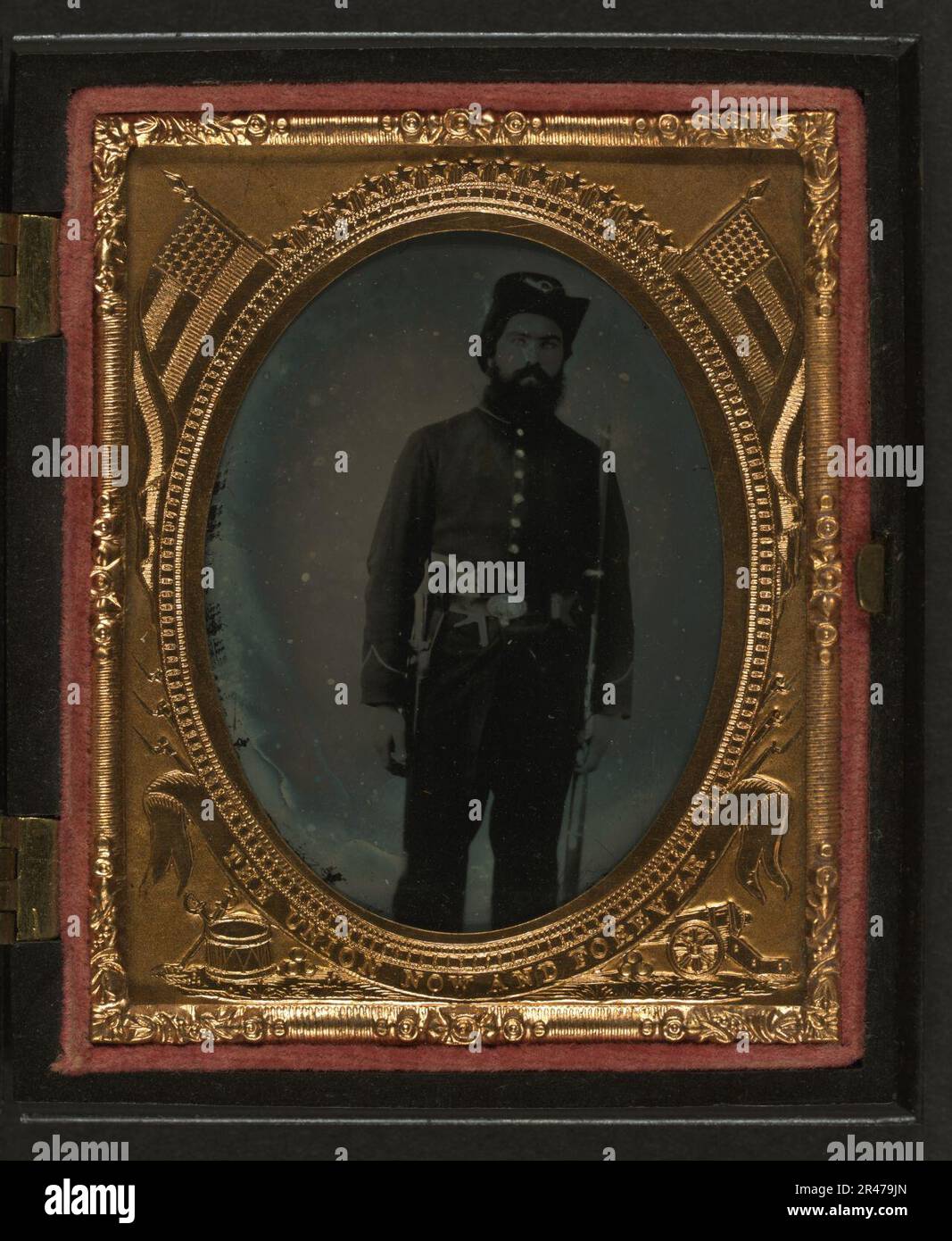 Unidentified soldier in Union uniform and infantry Hardee hat with ...