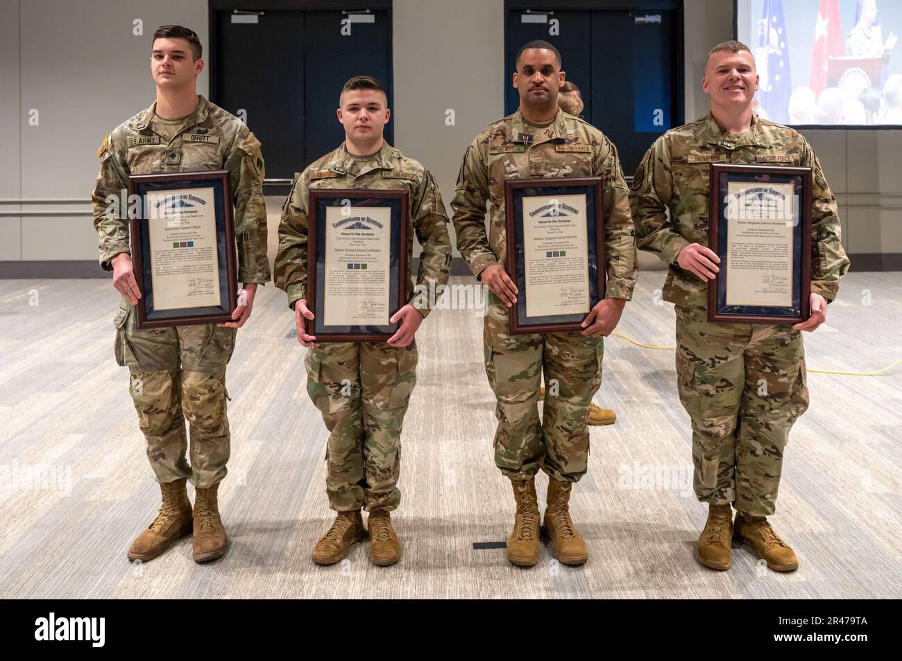 Four Kentucky National Guardsmen are honored by Gov. Andy Beshear for excellence during ...