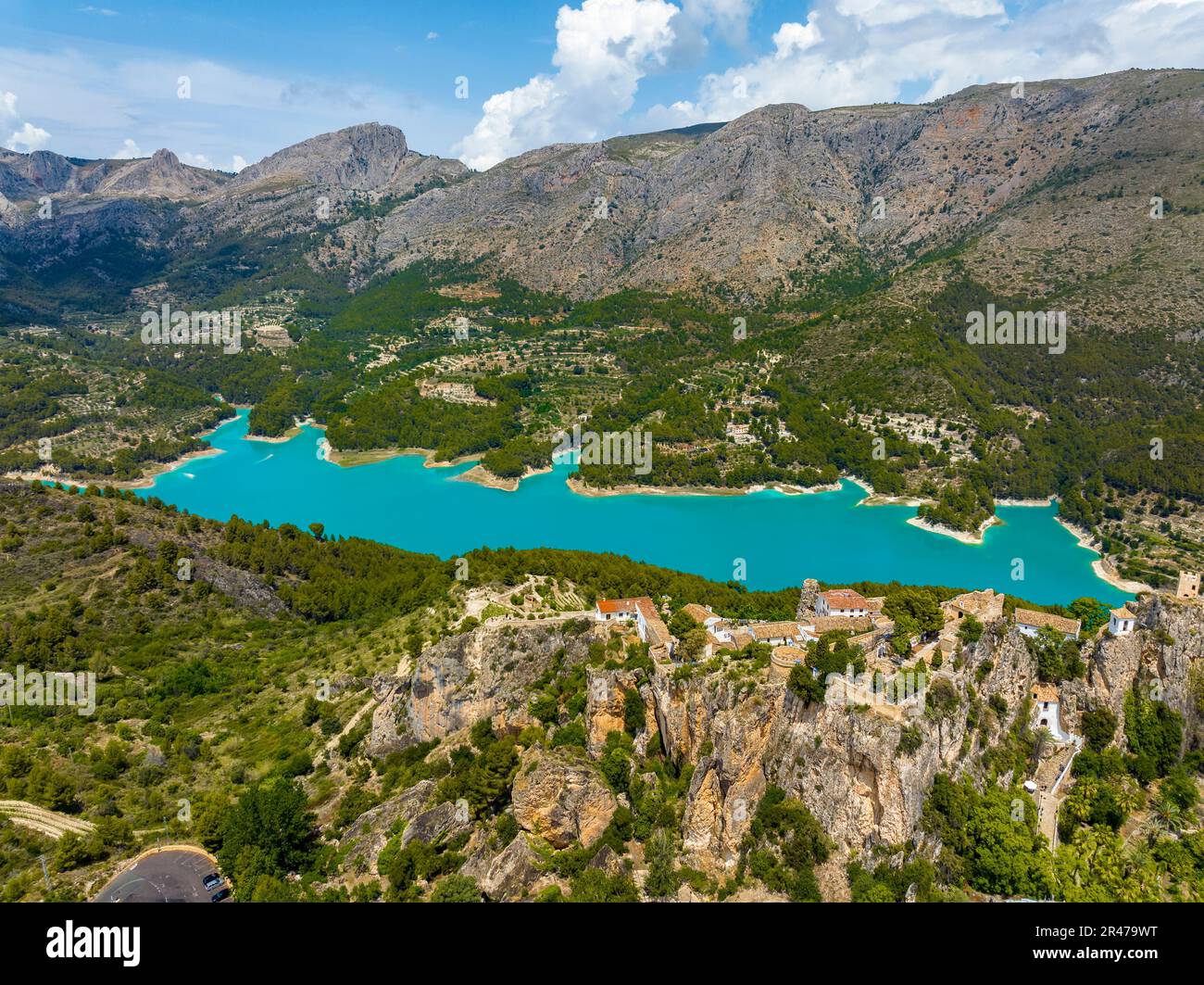 Aerial view photography panoramic view of Guadalest reservoir and ...