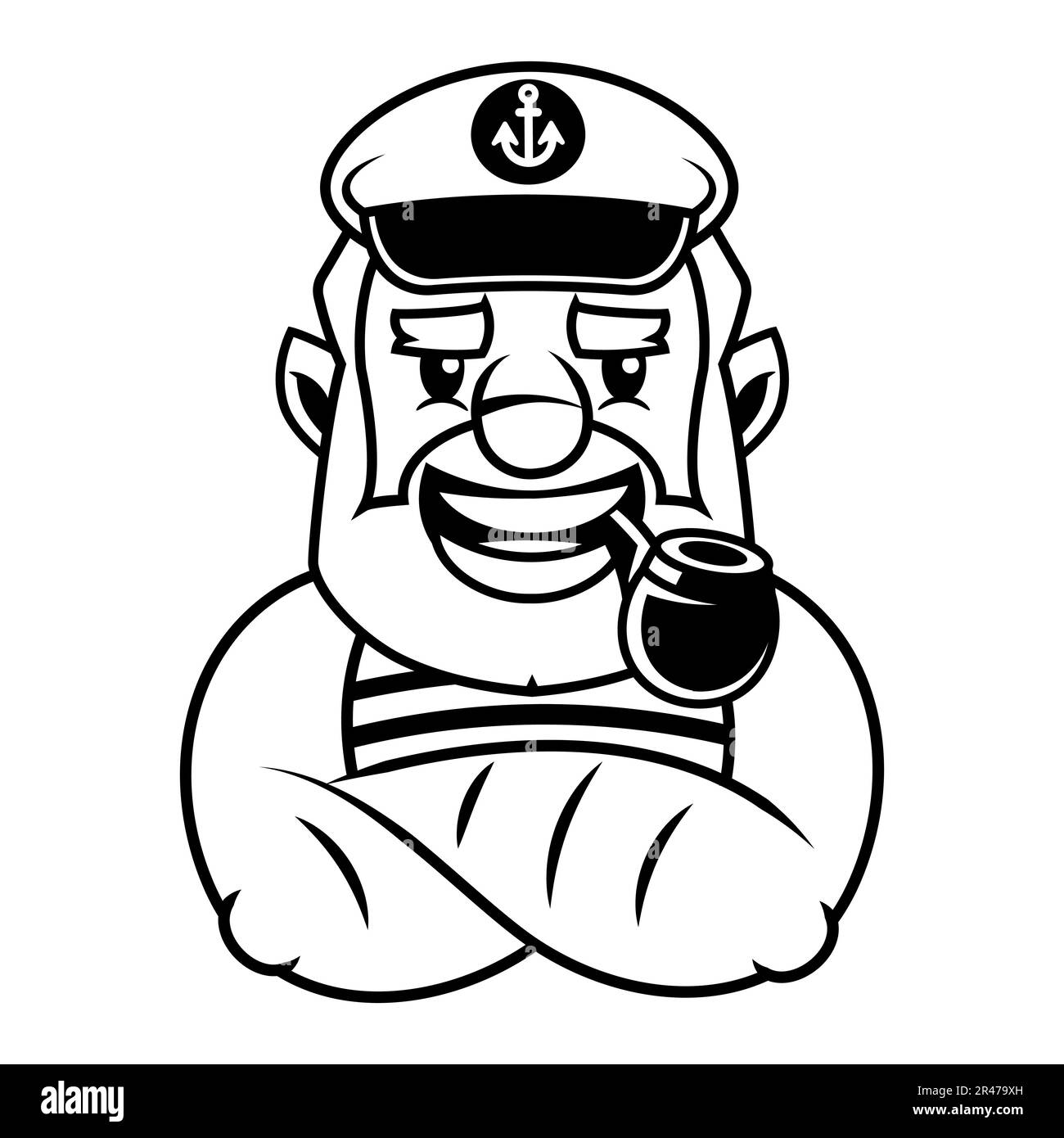 Captain Hat thin line icon. Cap banner in flat style. Sailor poster ...