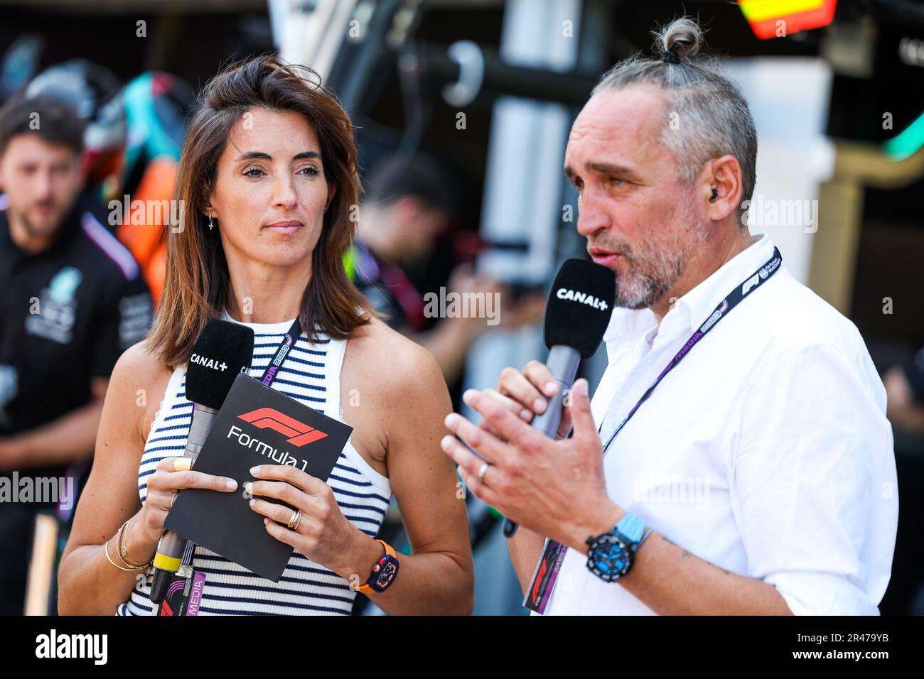 LAFFITE Margot (fra), TV presenter of Canal+, and MONTAGNY Franck (fra), TV presenter of Canal+ ...