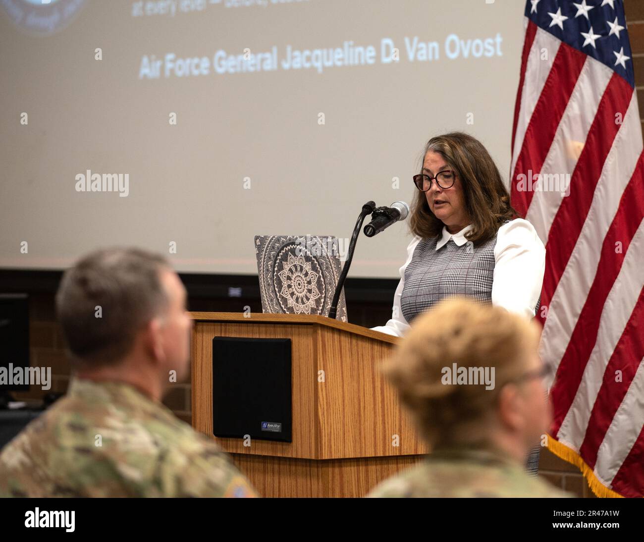 U.S. Army Col. (ret.) Laura Ludwig, speaks at the 2023 Women’s History ...