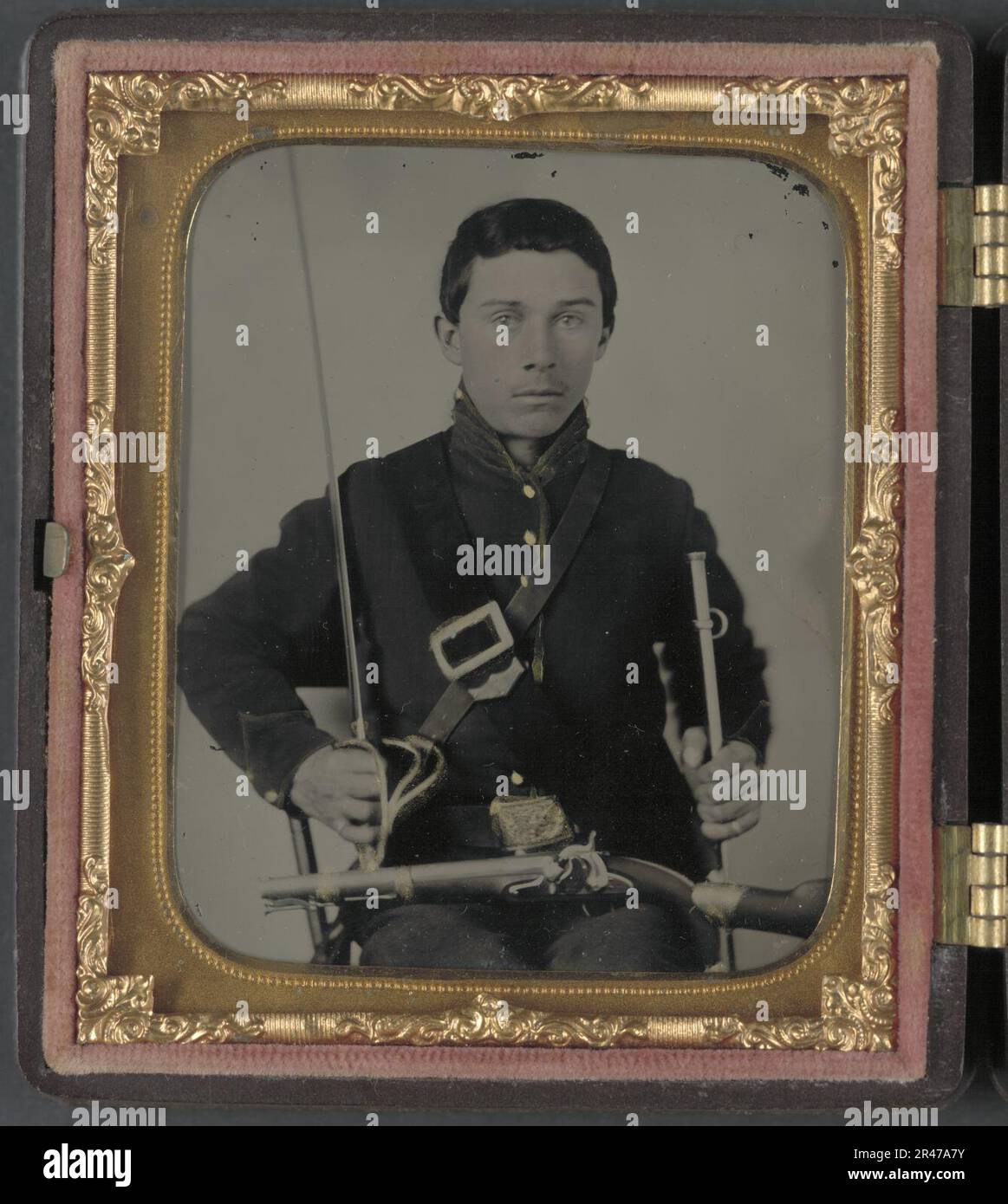 Unidentified soldier in Union uniform with cavalry sword and U.S. Model ...