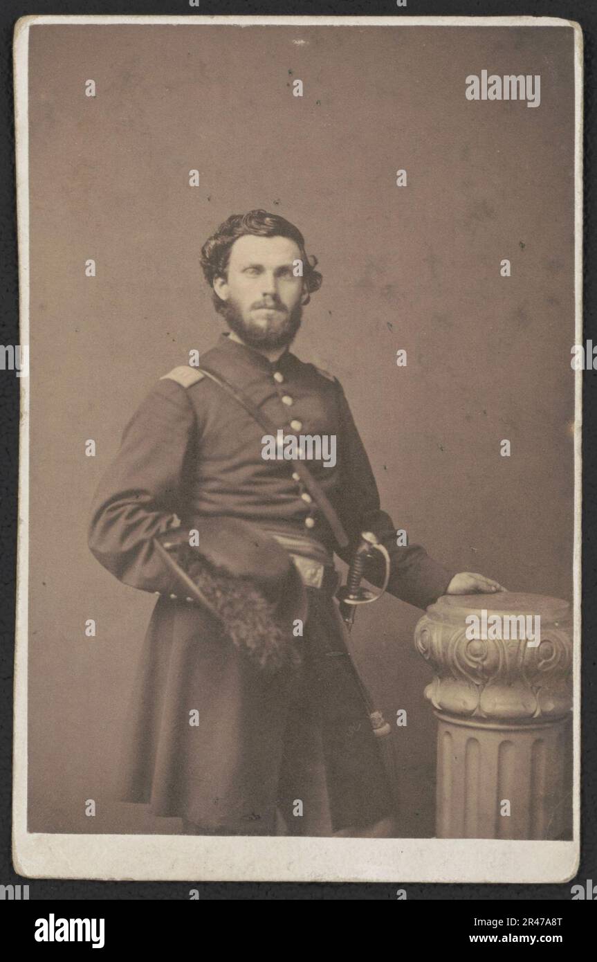Unidentified soldier in Union uniform with feathered hat and sword ...