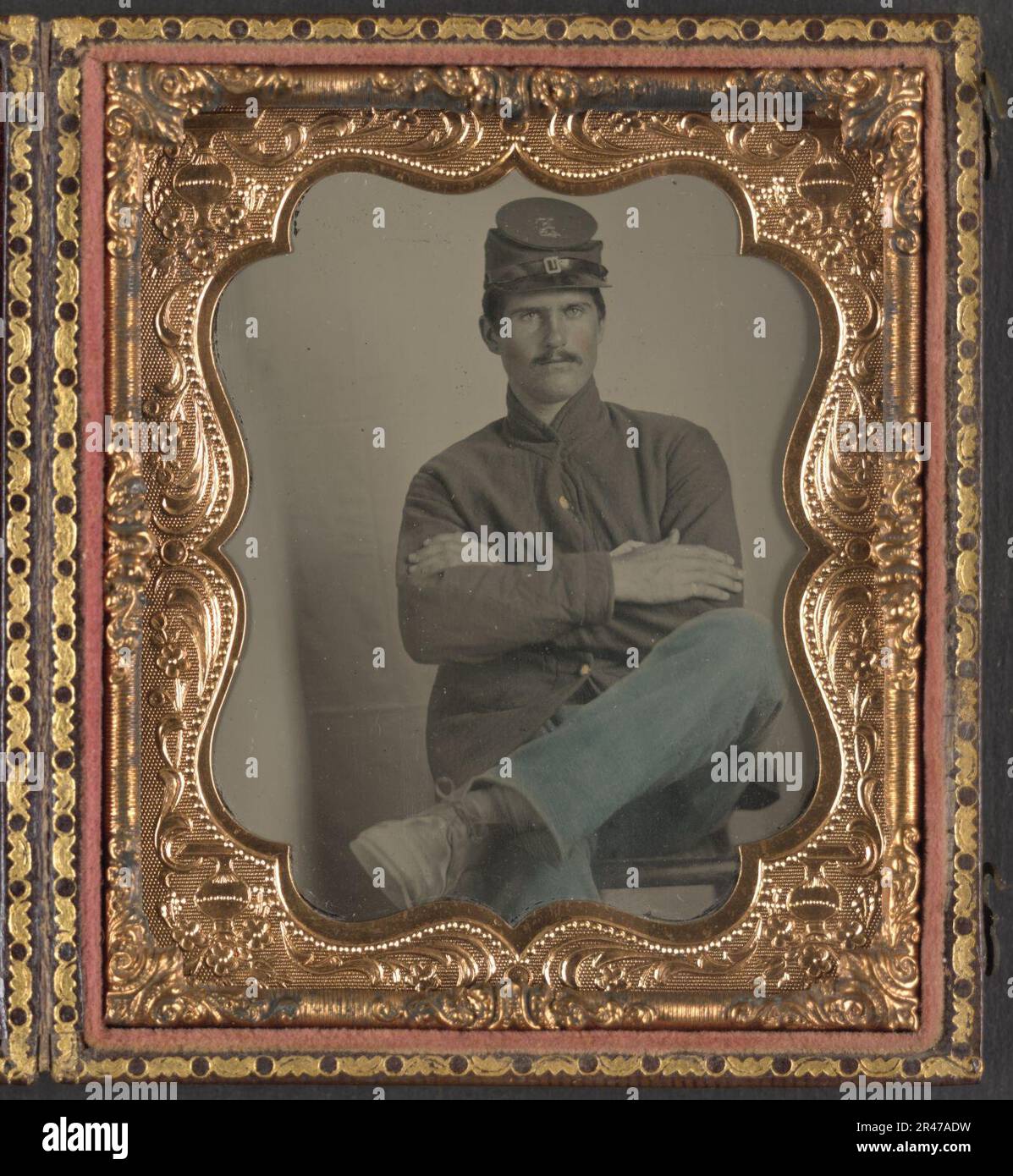 Unidentified soldier in Union uniform with insignia of Co. E, 45th ...