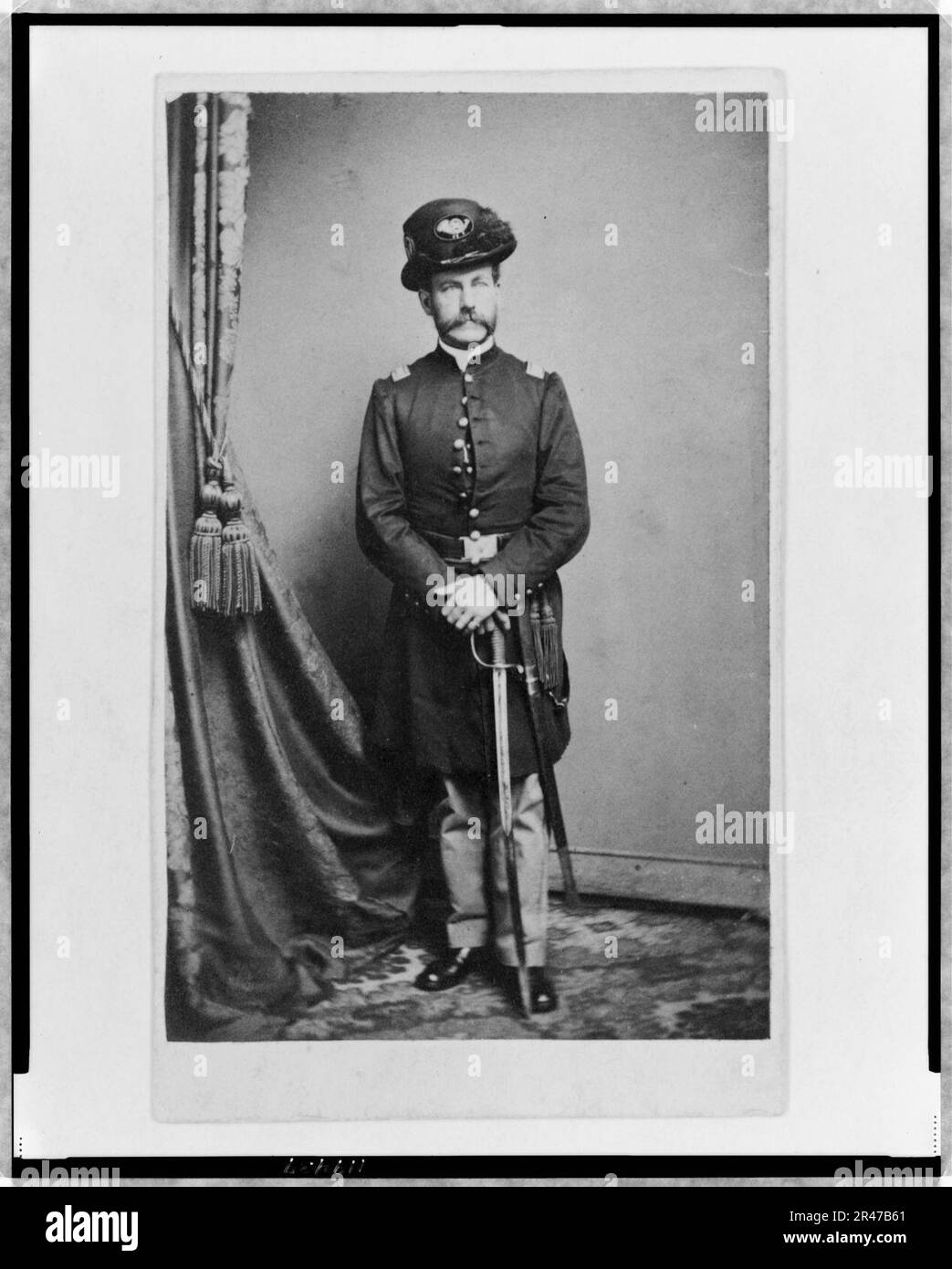 Unidentified Union officer, full-length portrait, standing, with both ...
