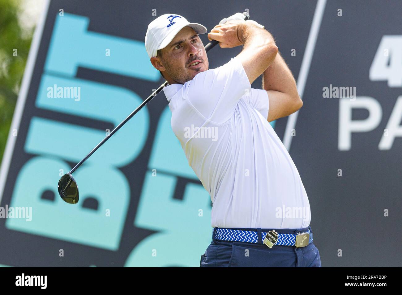 Chase Koepka of Smash GC hits his shot from the 14th tee during the ...