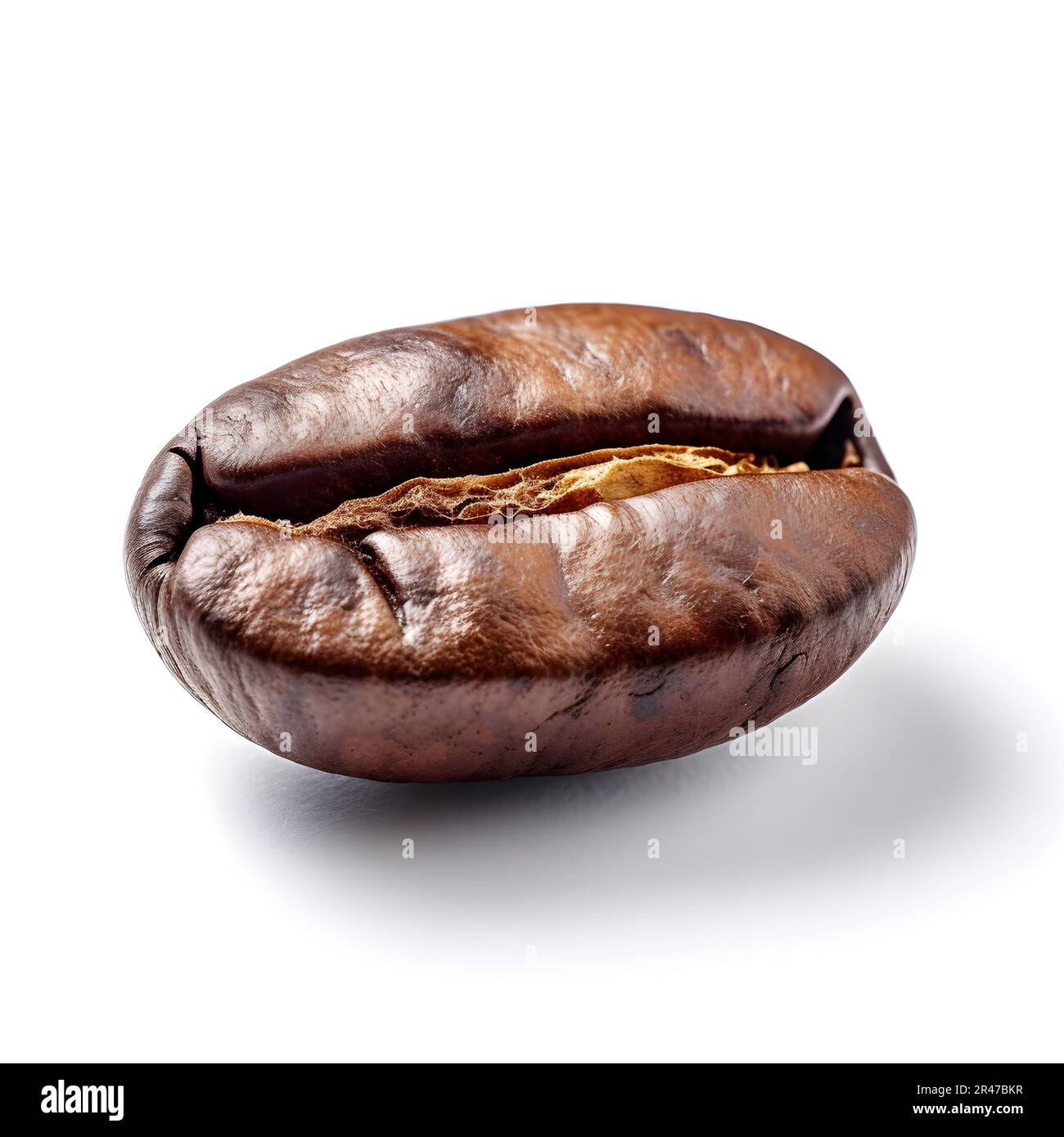 A split brown coffee bean on a white background Stock Photo - Alamy