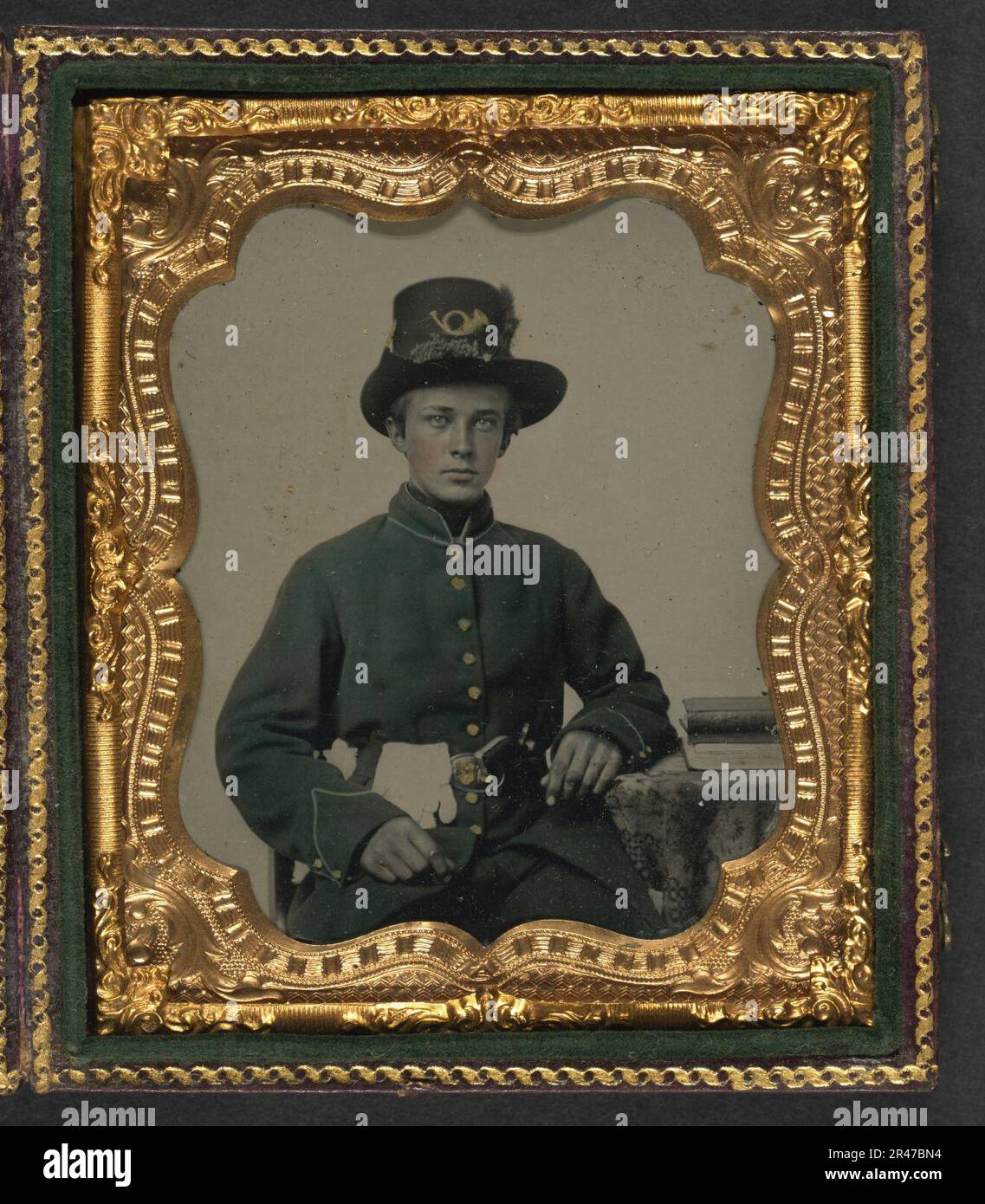 Unidentified young soldier in Union uniform and plumed Hardee hat with ...