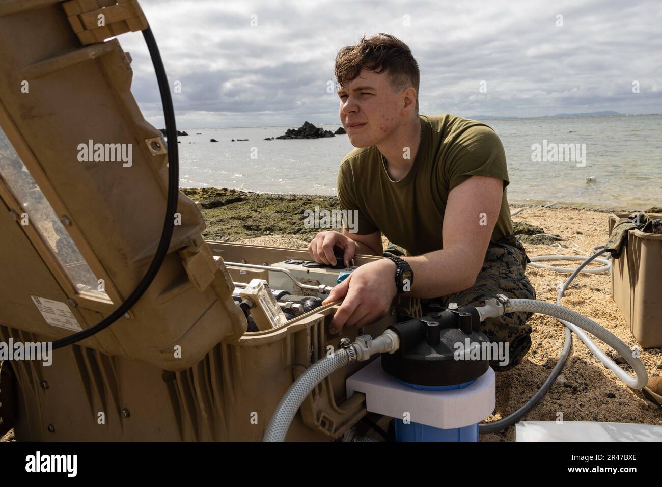 U.S. Marine Corps Lance Cpl. William Barrett, a water support ...