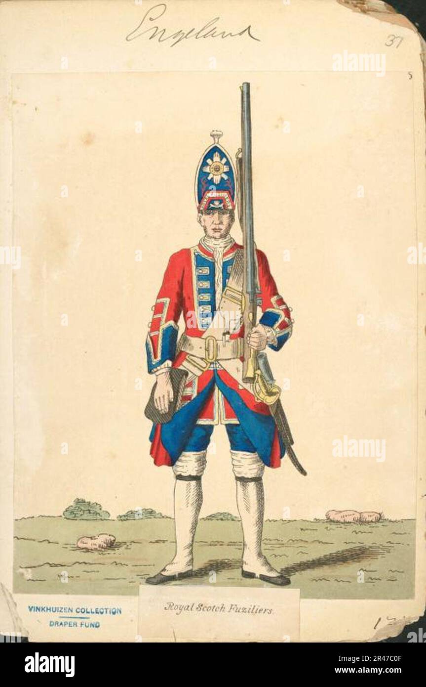 Uniform - Fusilier - Royal Scotch Fusiliers (1742 Cloathing Book Stock ...