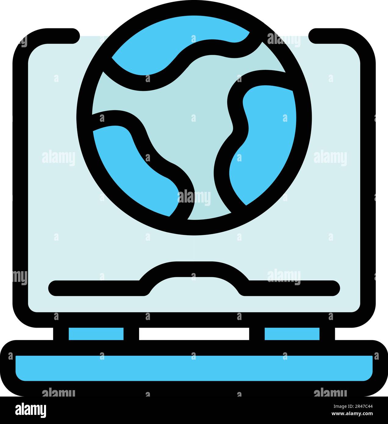 Laptop global internet icon. Outline Laptop global internet vector icon ...