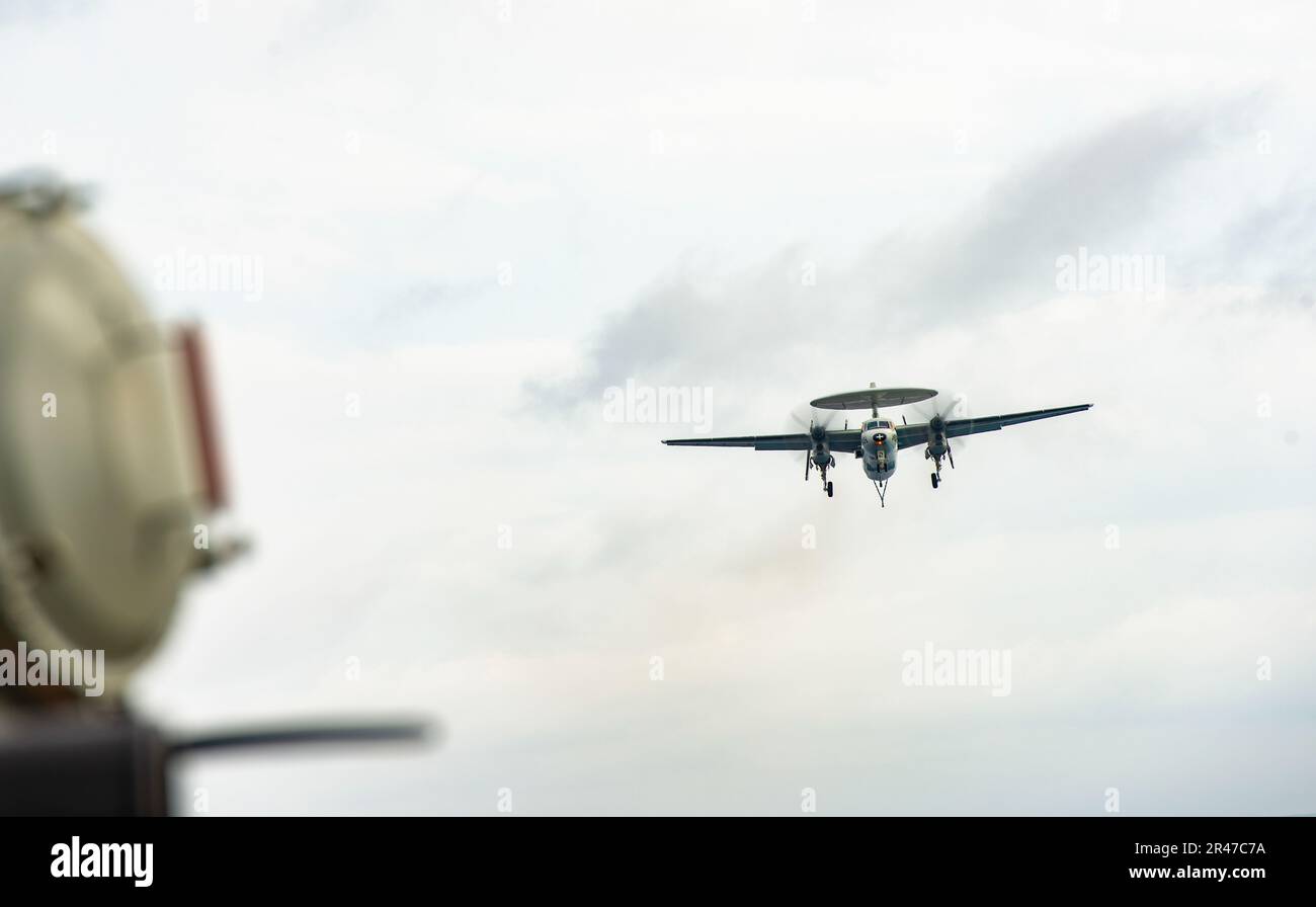 230212-N-WM182-1146 SOUTH CHINA SEA (Feb. 12, 2023) An E-2C Hawkeye ...