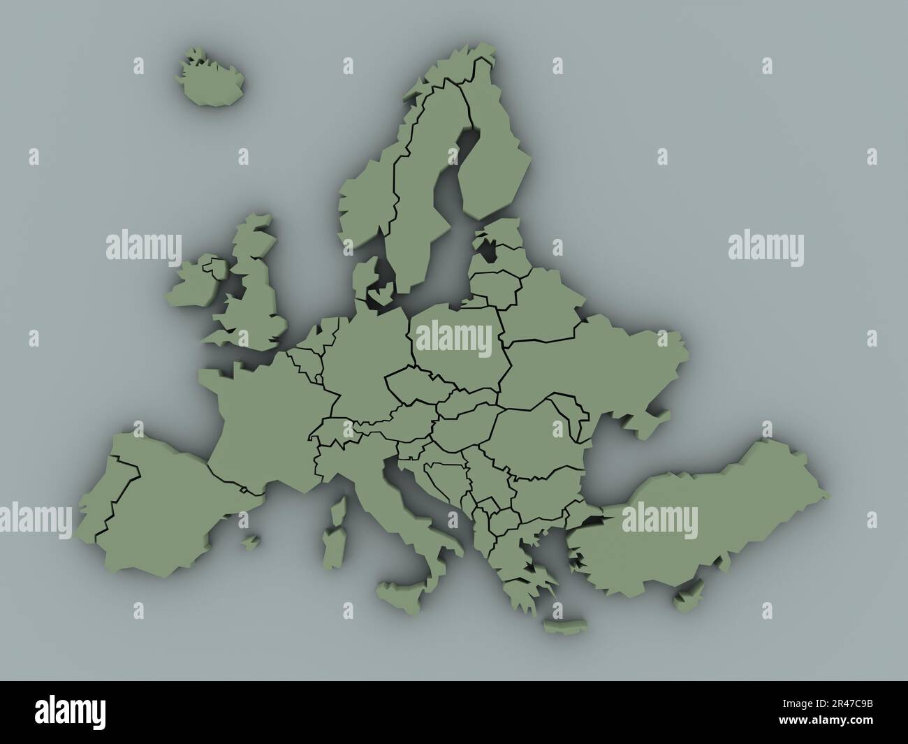 A 3D rendered illustration of the map of Europe Stock Photo - Alamy