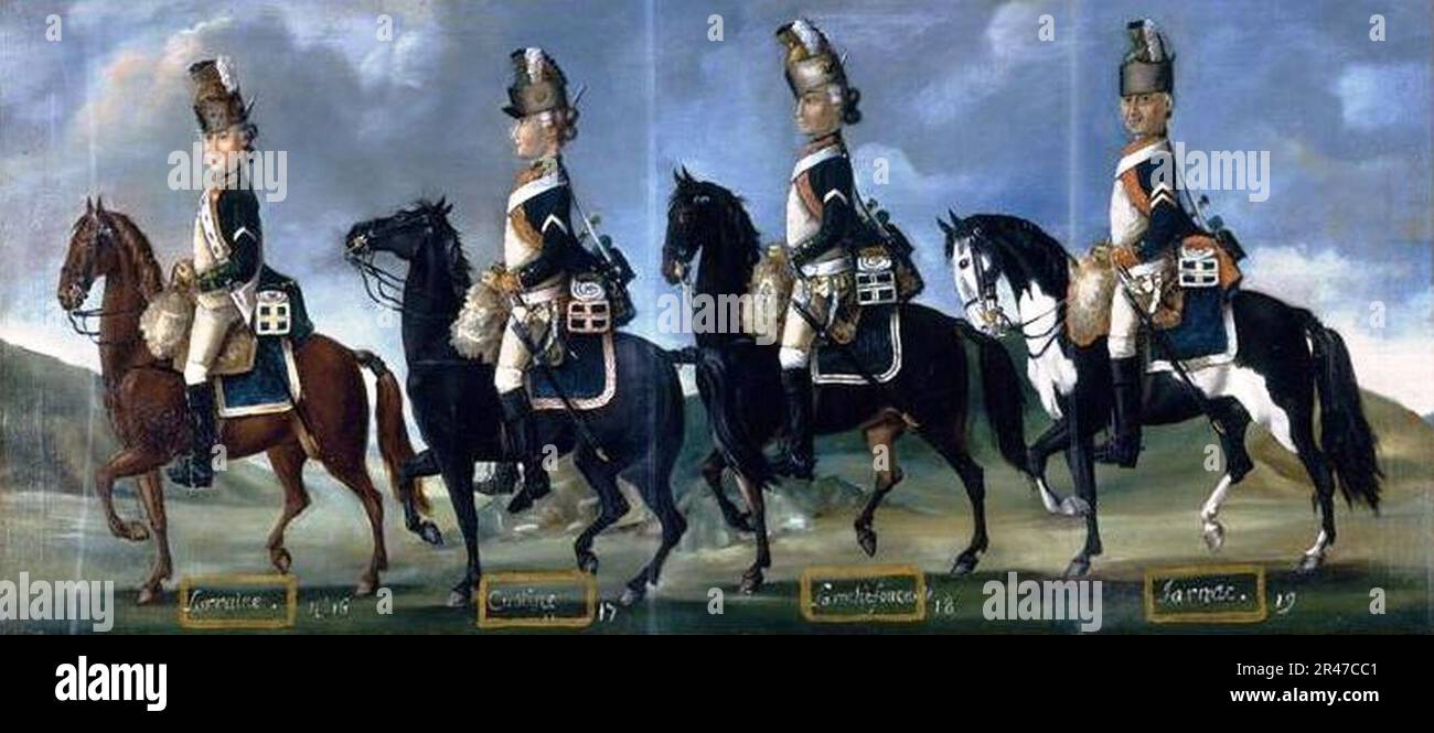 Uniformes de dragons, selon l'ordonnance de 1779 - régiments de ...