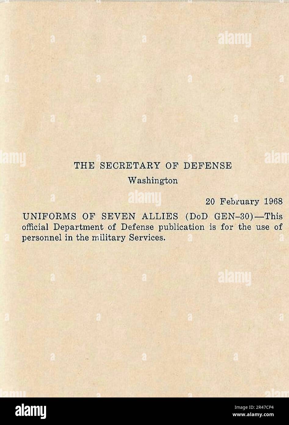 Uniforms Of Seven Allies SEATO 1967 PAM 360-527 27 Secretary of Defense ...