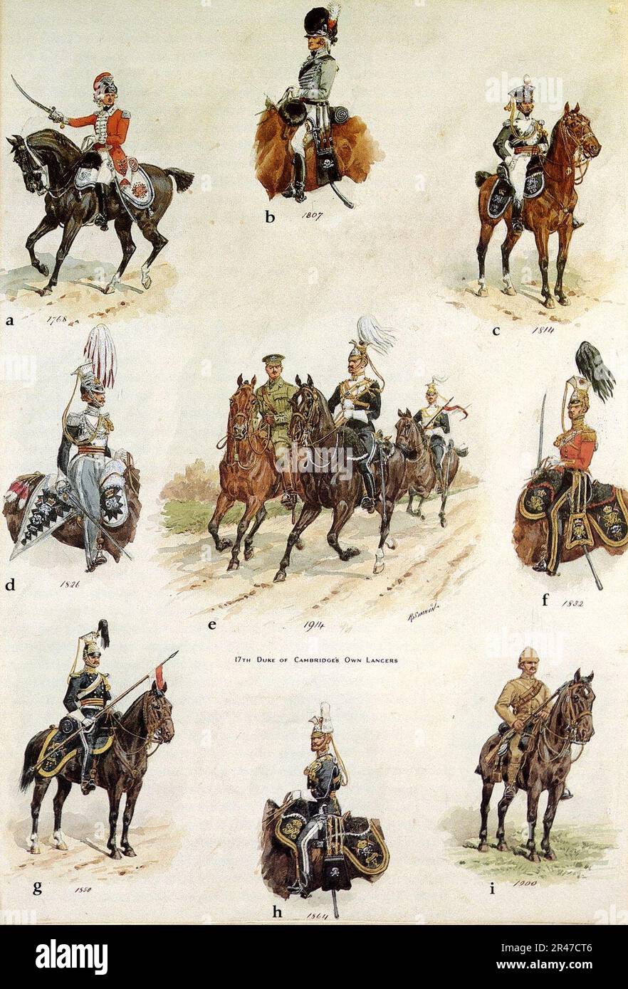 Uniforms worn by the 17th Duke of Cambridge's Own Lancers between 1768 ...