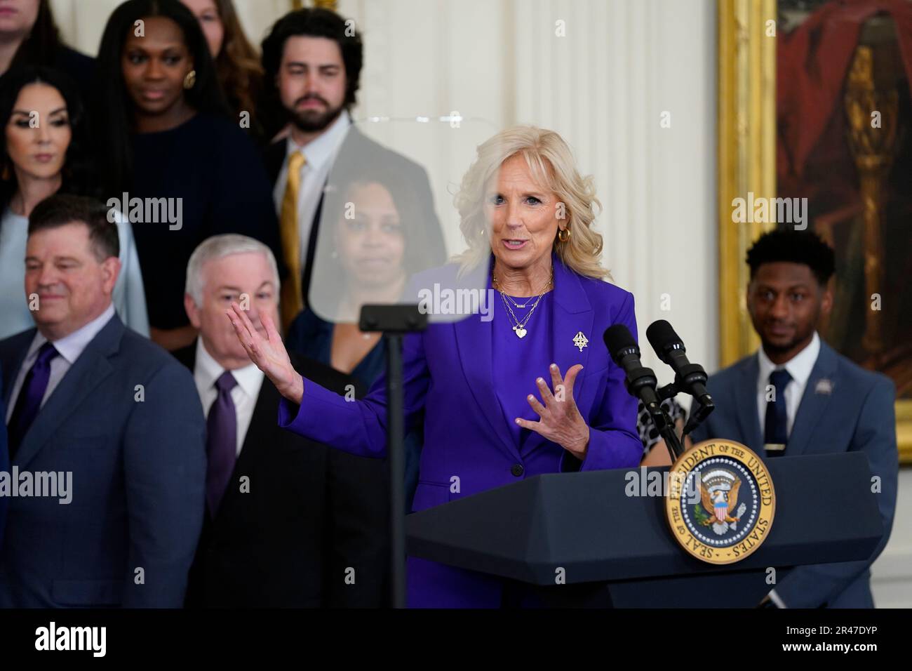 First lady Jill Biden speaks during an event to honor the 2023 NCAA ...