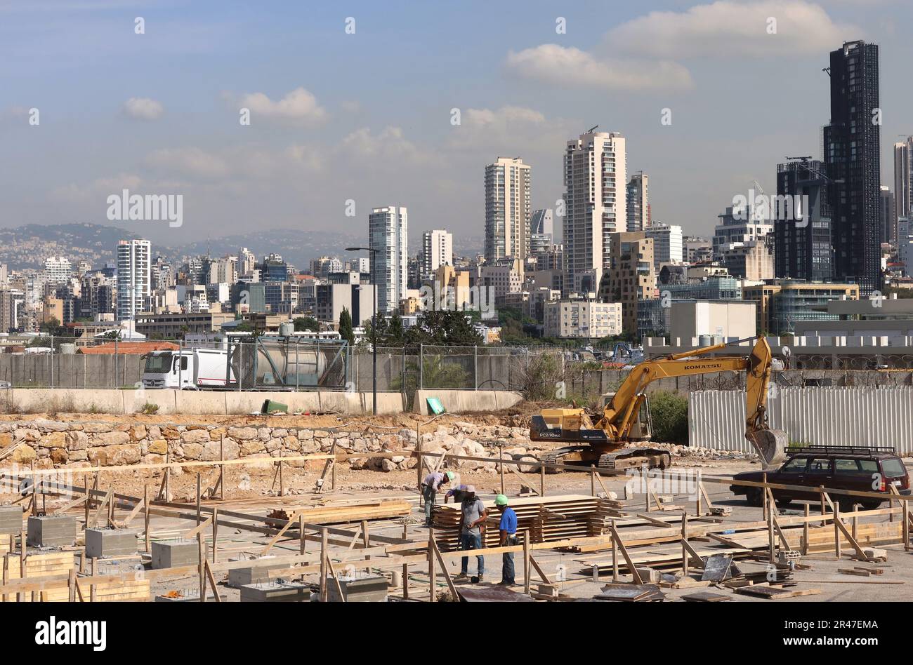 Beirut, Lebanon. 26th May, 2023. Works of reconstruction in the port ...
