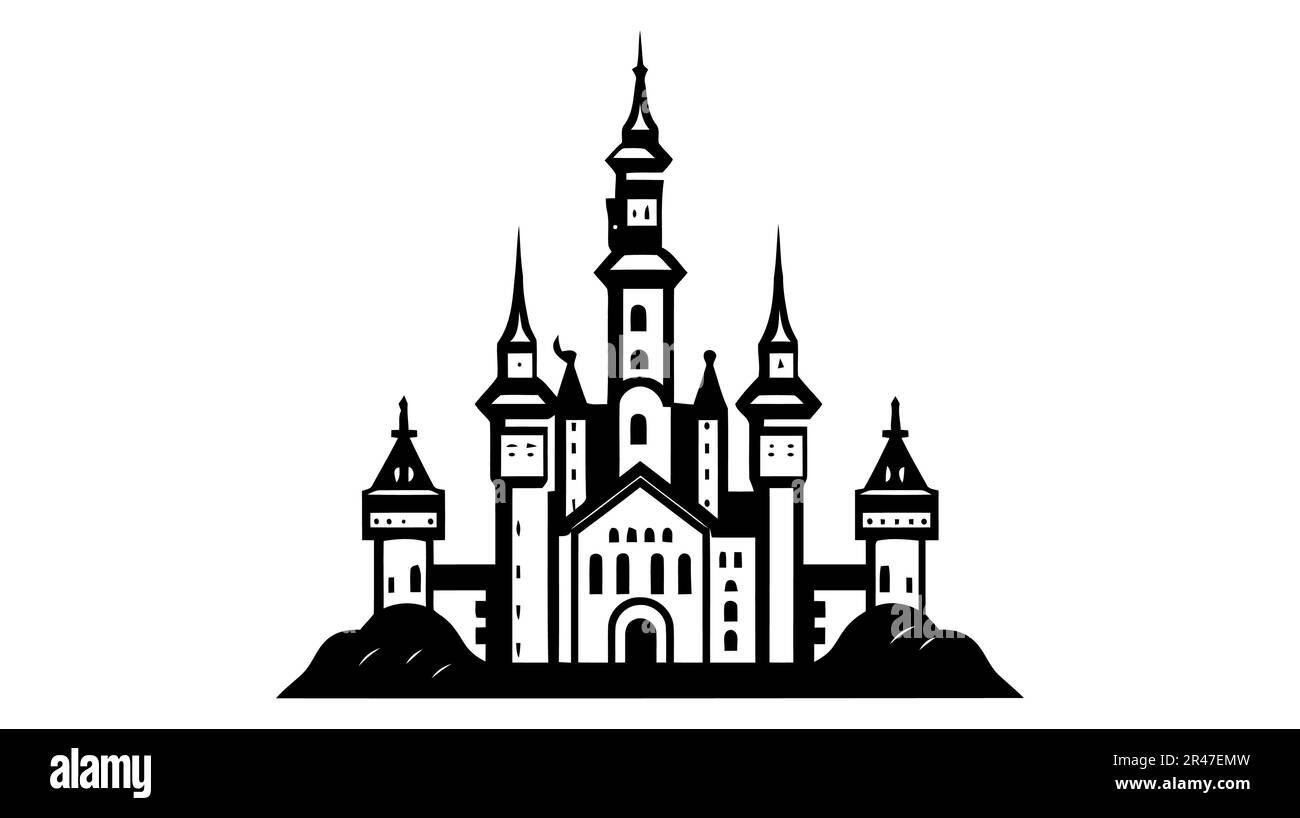 Vector black castle icon, logo. Vector illustration isolated on white ...