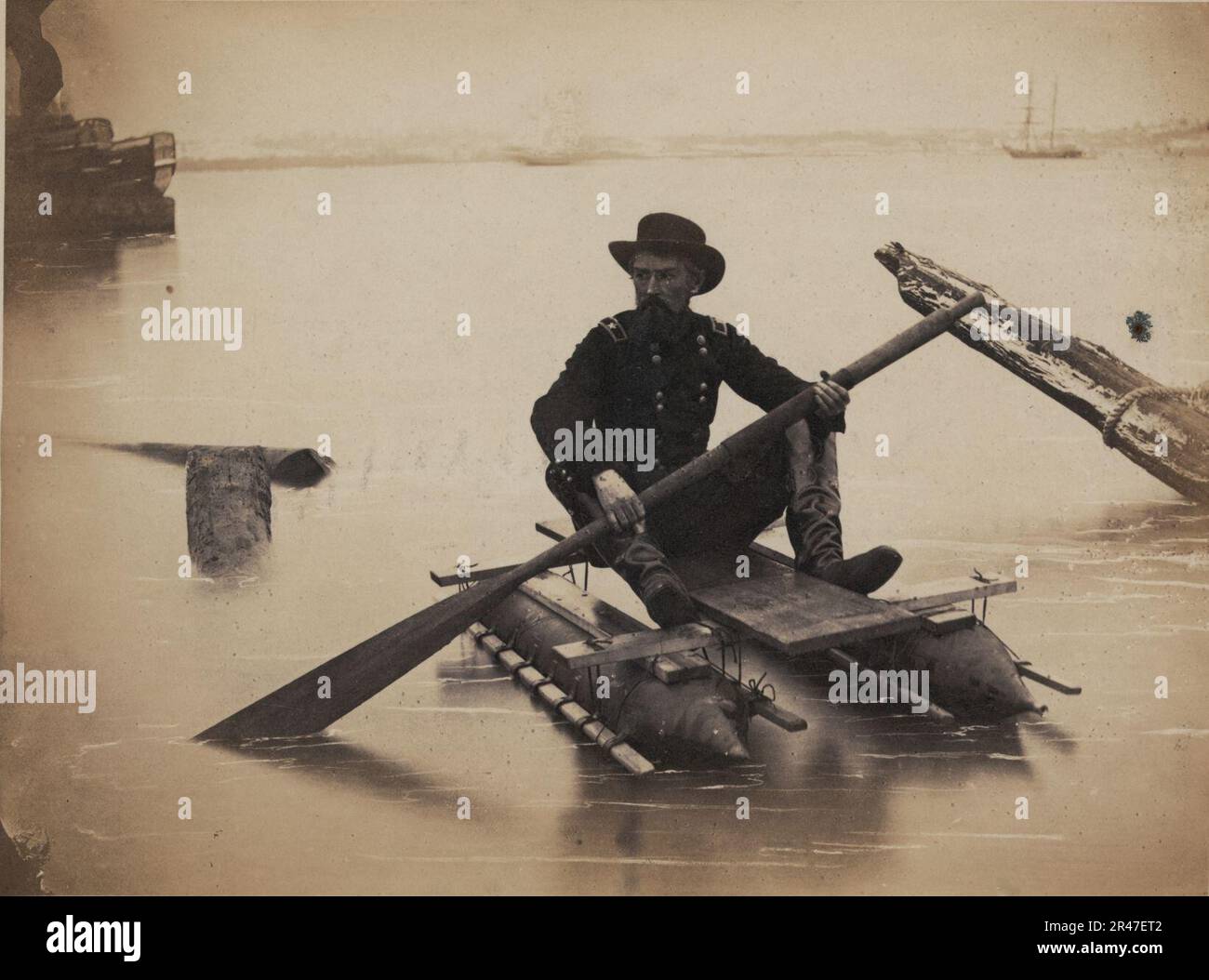 Union troops officer on raft Stock Photo - Alamy