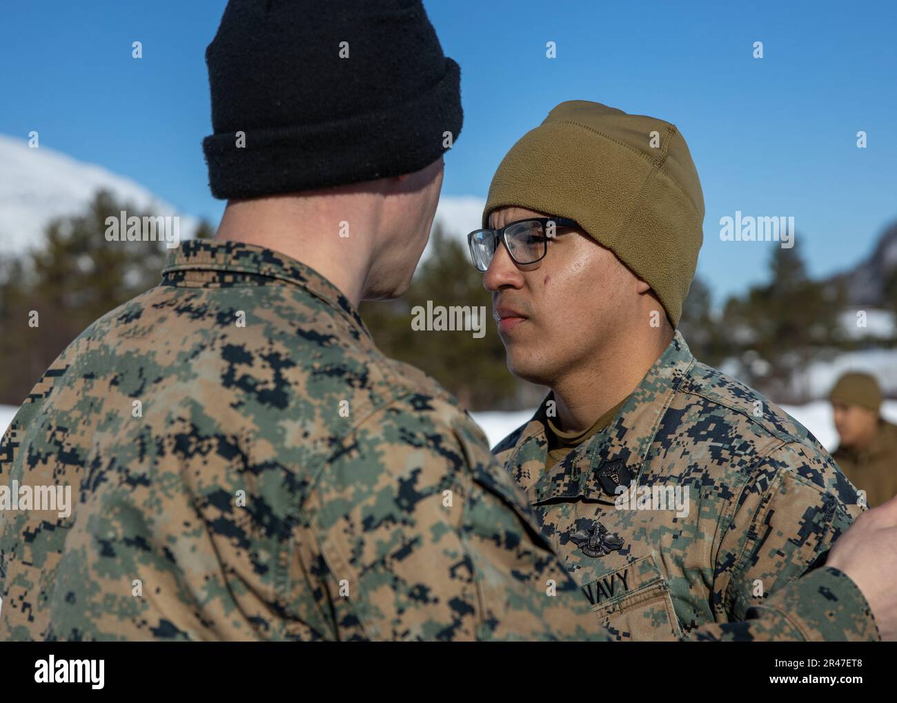 U.S. Navy Petty Officer 2d Class Mason Monfrey, a corpsman with 2d ...