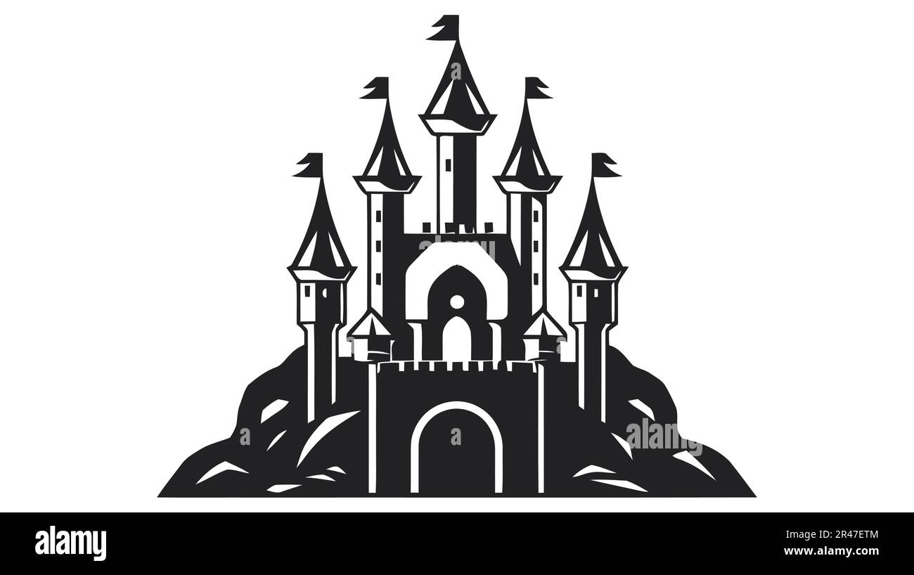 Vector black castle icon, logo. Vector illustration isolated on white ... Vector black castle icon, logo. Vector illustration isolated on white ...
