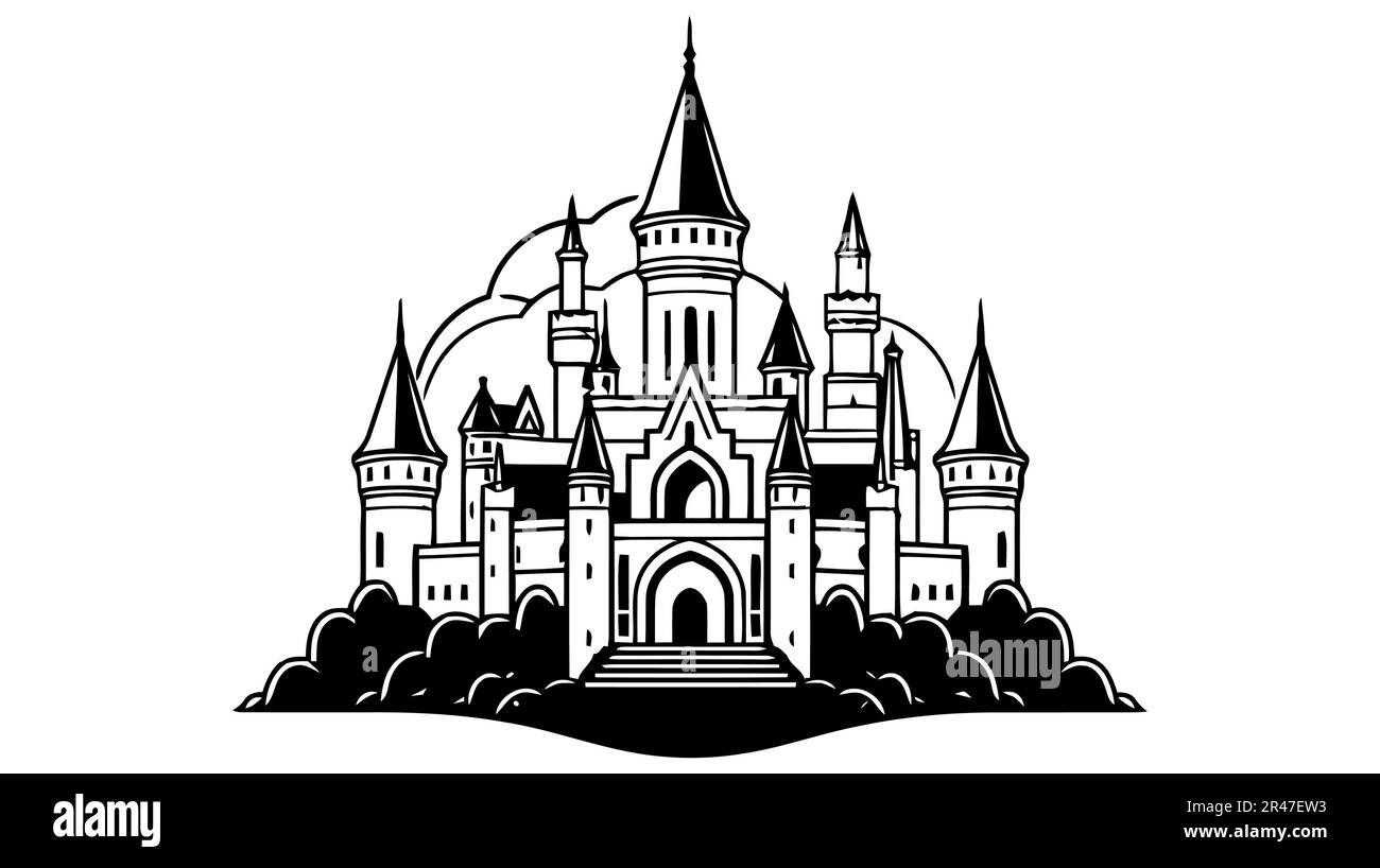 Vector black castle icon, logo. Vector illustration isolated on white ...