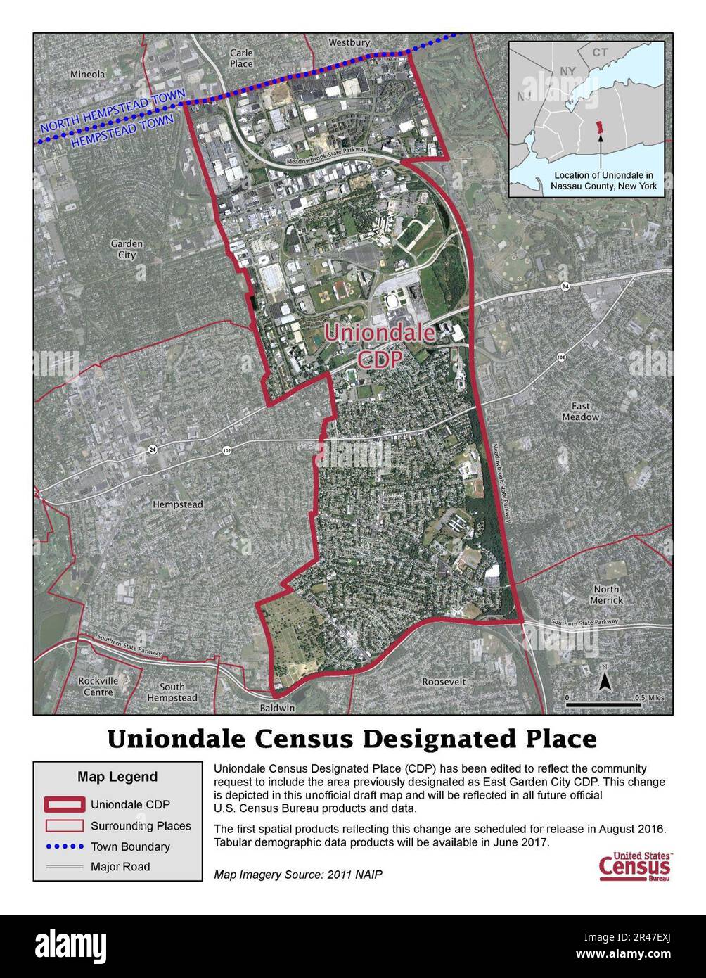 Uniondale CDP Map 2015 Stock Photo - Alamy