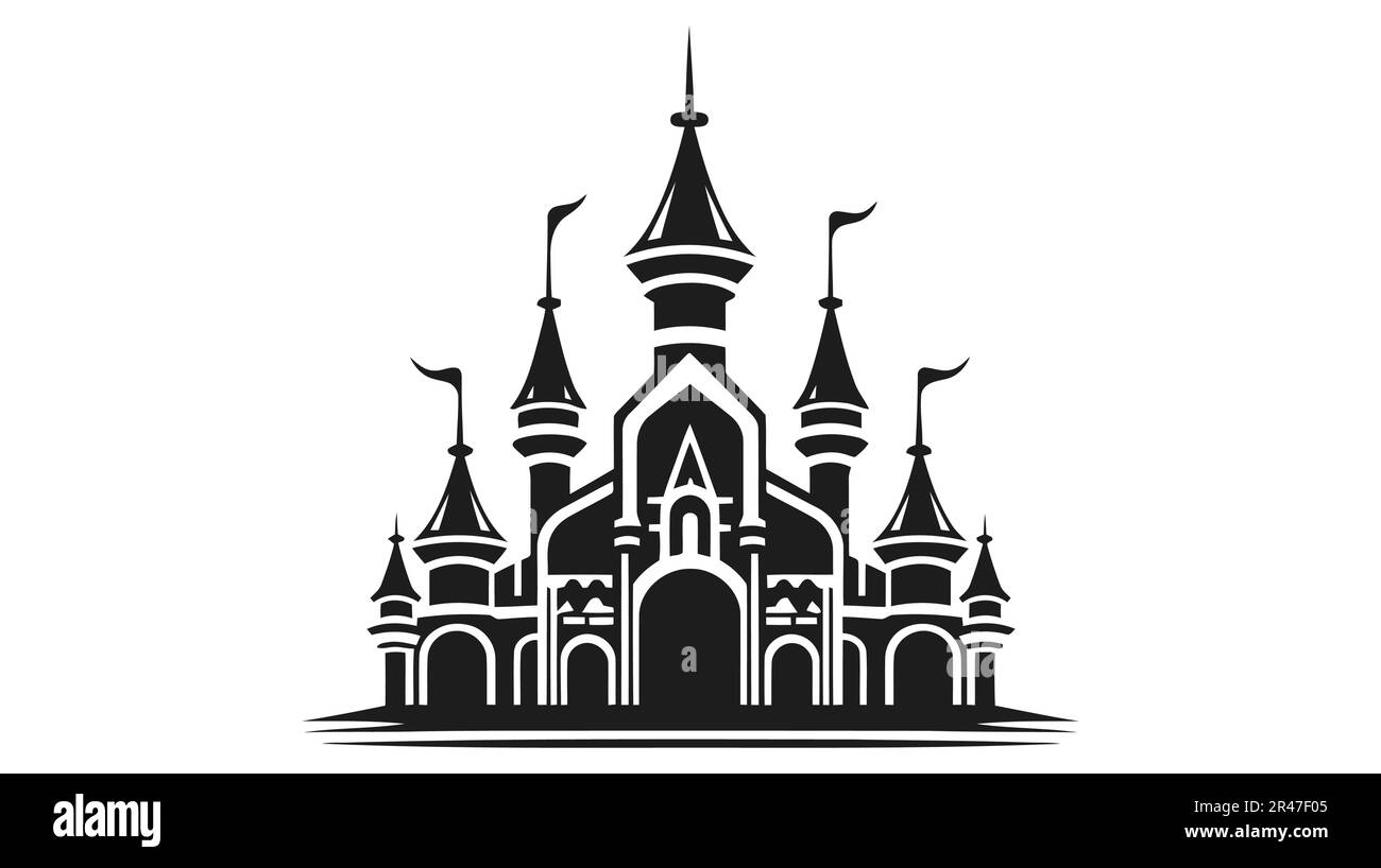 Vector black castle icon, logo. Vector illustration isolated on white ...