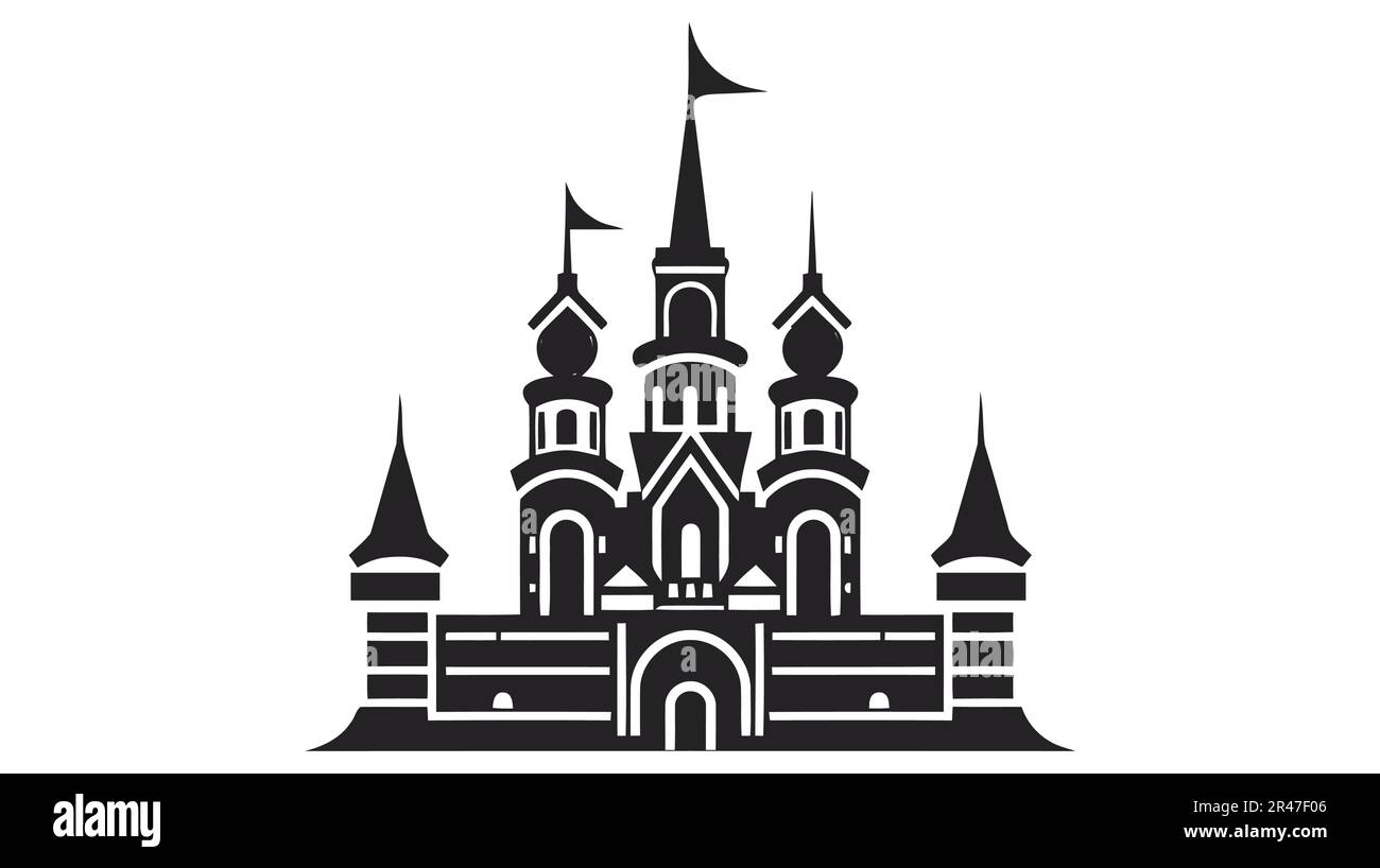 Vector black castle icon, logo. Vector illustration isolated on white ...