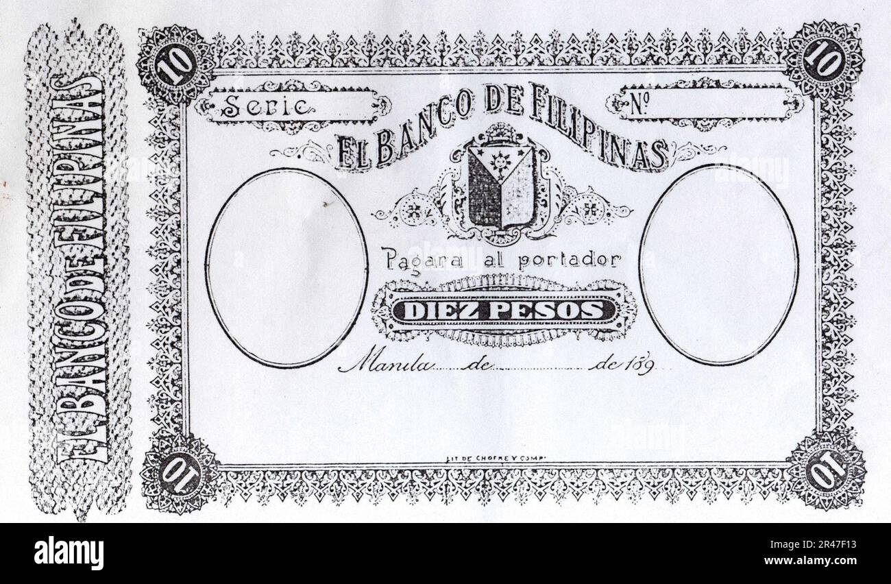 Unissued ten pesos note 1898 Stock Photo - Alamy