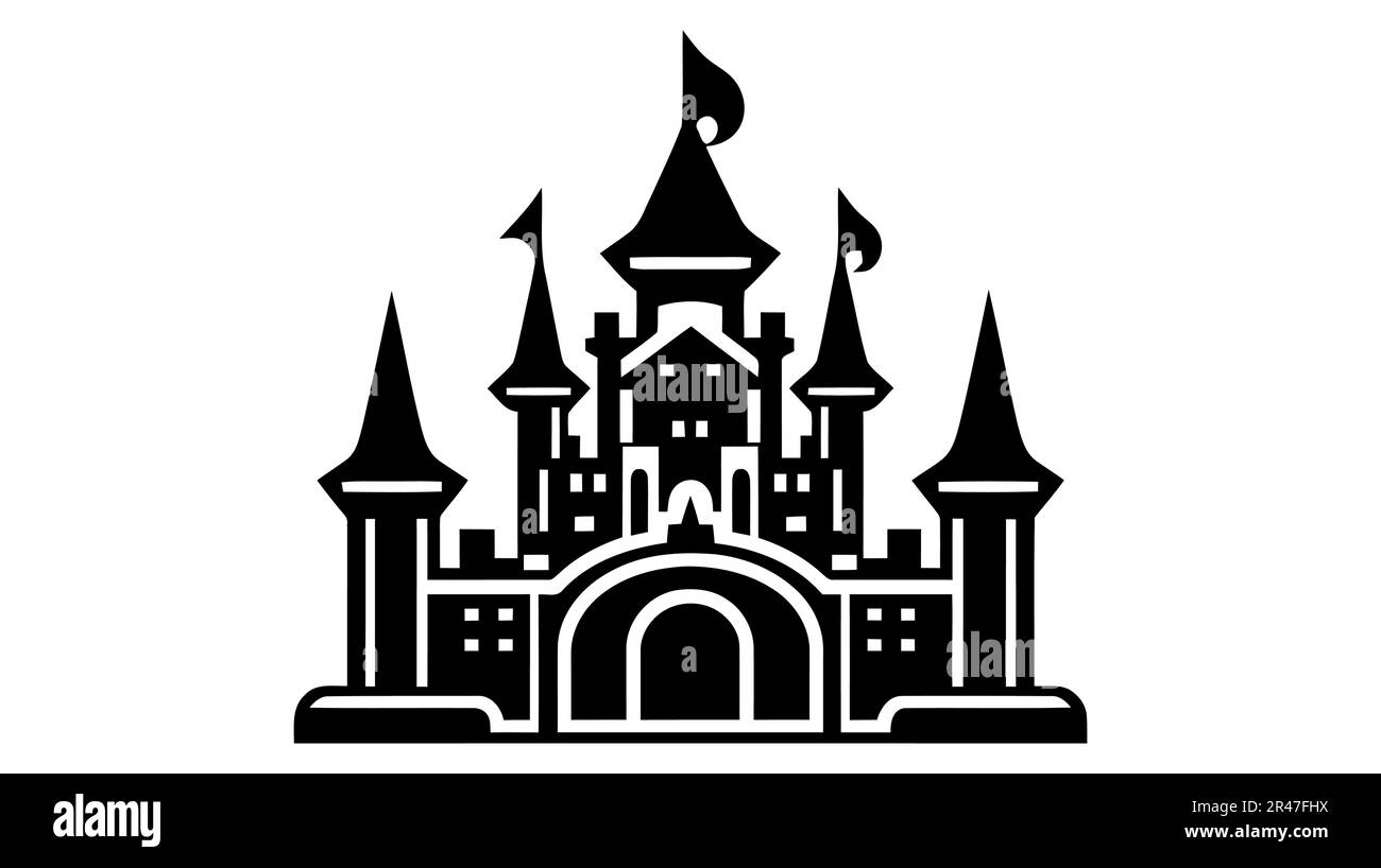 Vector black castle icon, logo. Vector illustration isolated on white ...