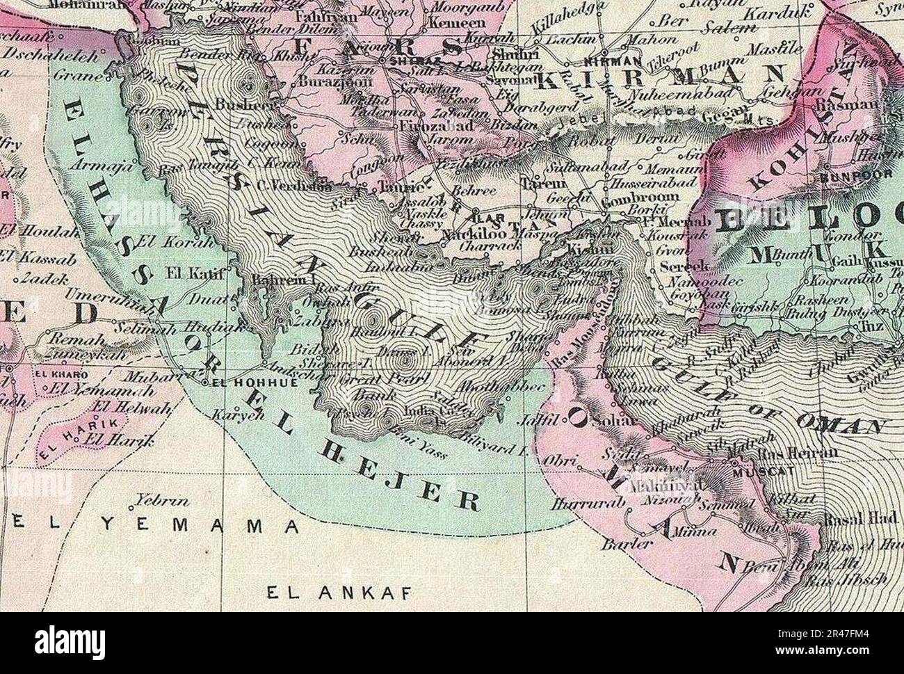 United Arab Emirates. 1870 Johnson Map of Turkey, Persia, Arabia ...
