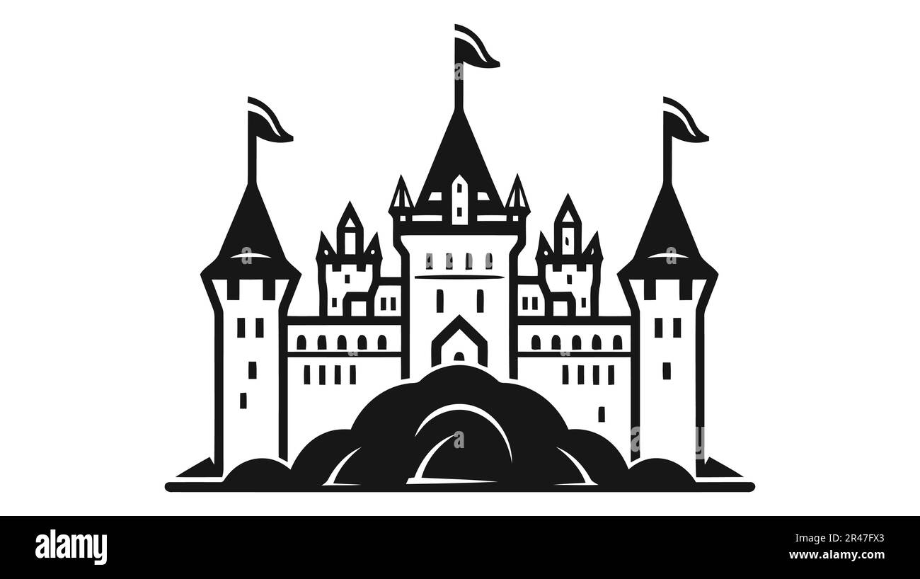 Vector black castle icon, logo. Vector illustration isolated on white ...