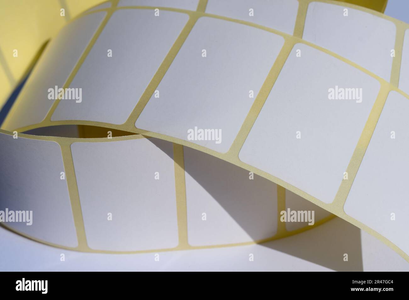 Rolls of white labels isolated. Labels for direct thermal or thermal ...