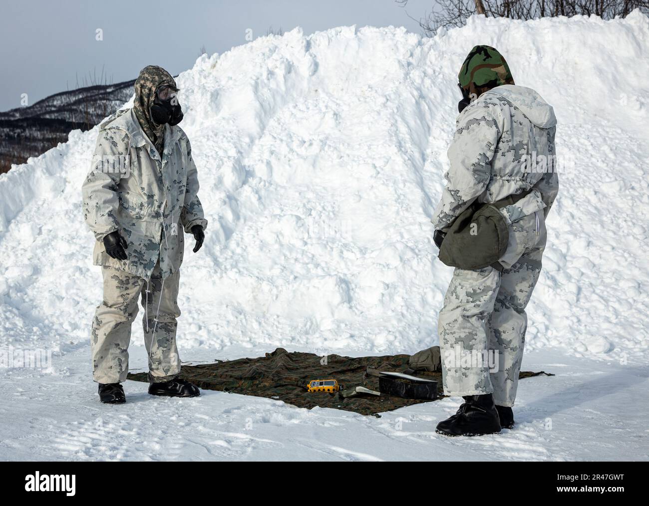 U.S. Marine Corps Cpl. Justin Dickison (left), a chemical, biological ...