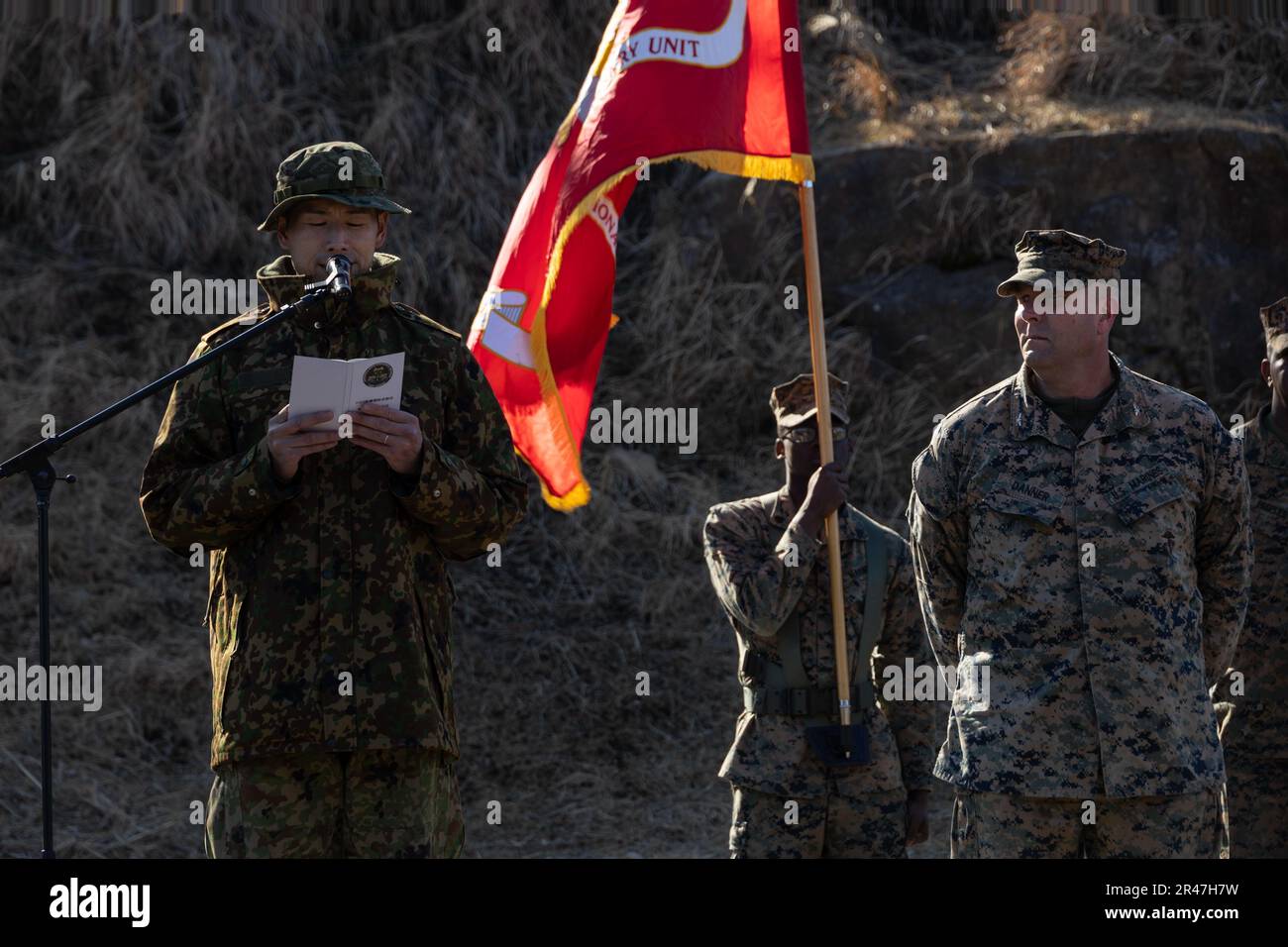 Col. Yoshikazu Nishida, left, commanding officer of the 1st Amphibious ...