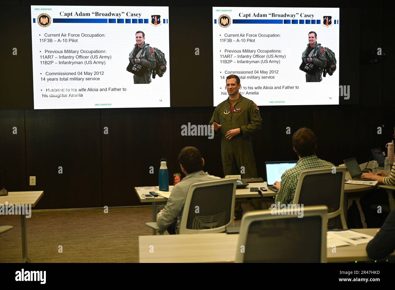 U.S. Air Force Capt. Adam ‘Broadway’ Casey, A-10 pilot, provides a ...