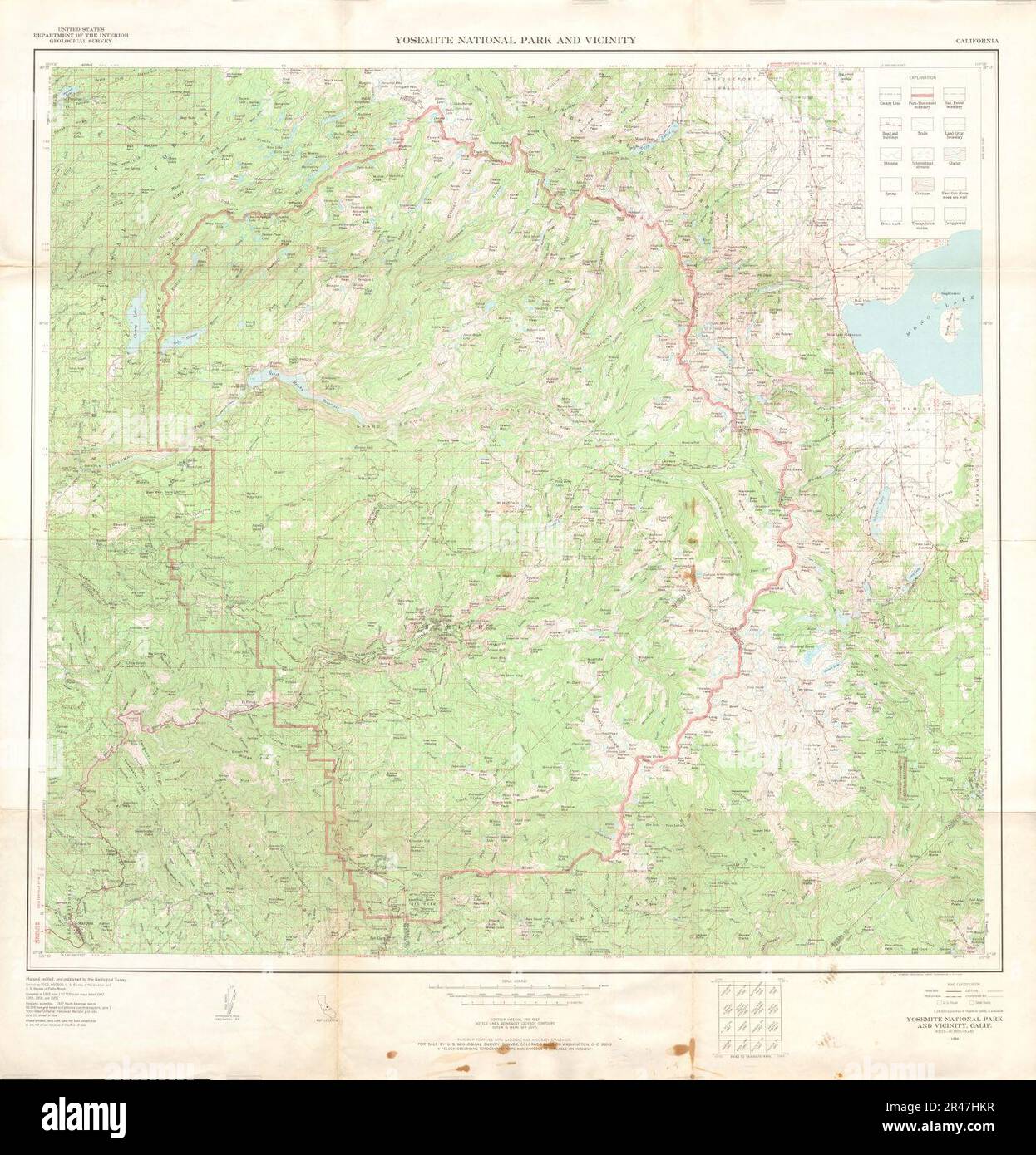 United States Geological Survey Map Yosemite, Published 1958 Stock ...